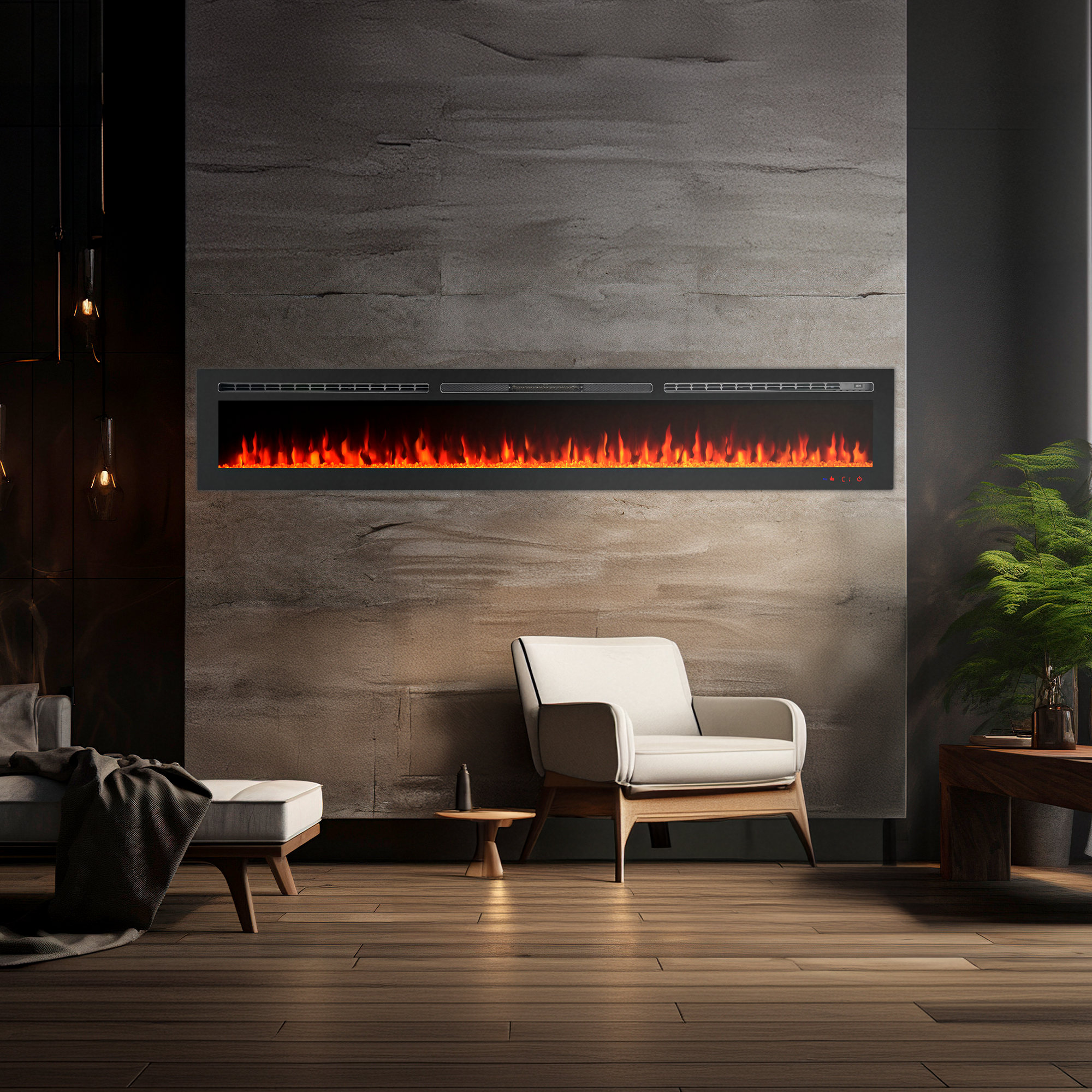 EROMMY 100 Inch Electric Fireplace, Wall Mounted Fireplace Insert With ...