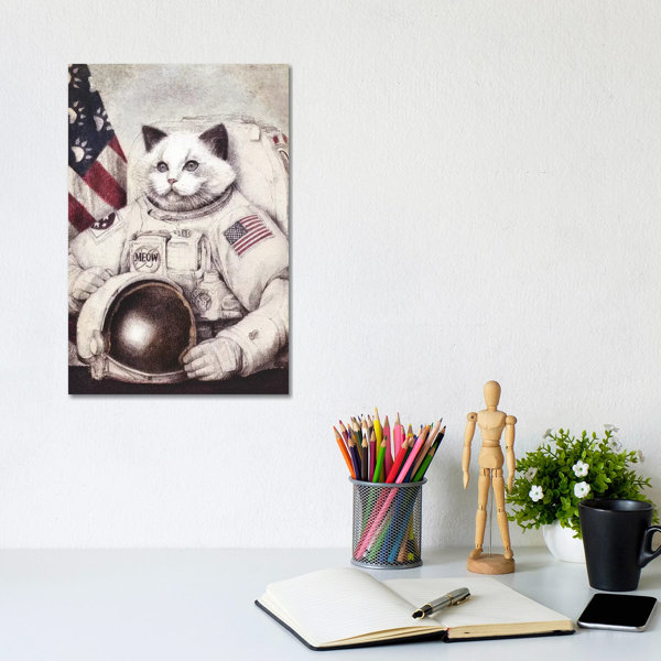 Happy Larry Meow Out of Space by Mike Koubou - Wrapped Canvas Painting ...