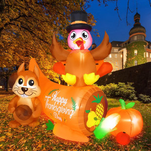 The Holiday Aisle® 6FT Thanksgiving Inflatable Turkey On Cornucopia ...