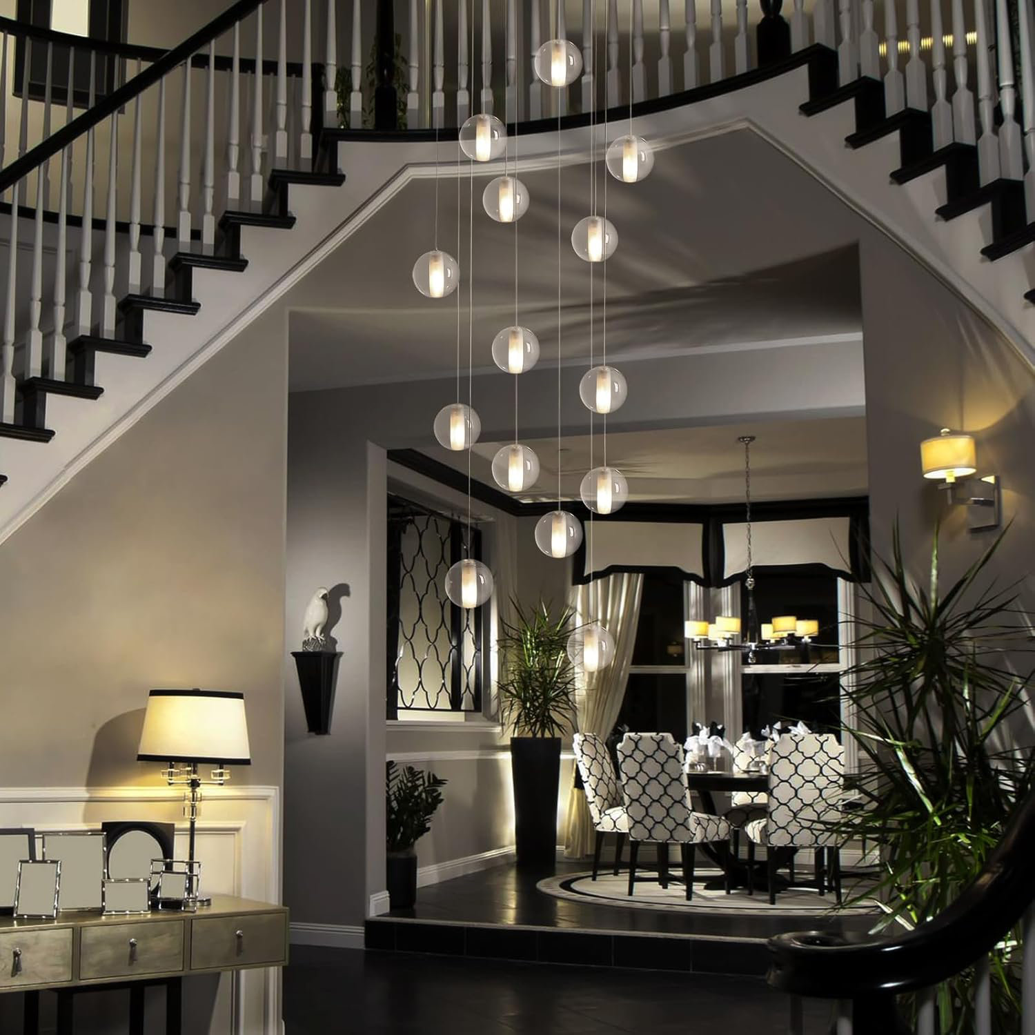 Mercer41 Modern Crystal Raindrop Chandelier Pendant Light For High ...