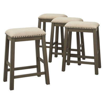 Winston Porter Dunbarton Upholstered Counter Stool with Solid Wood ...