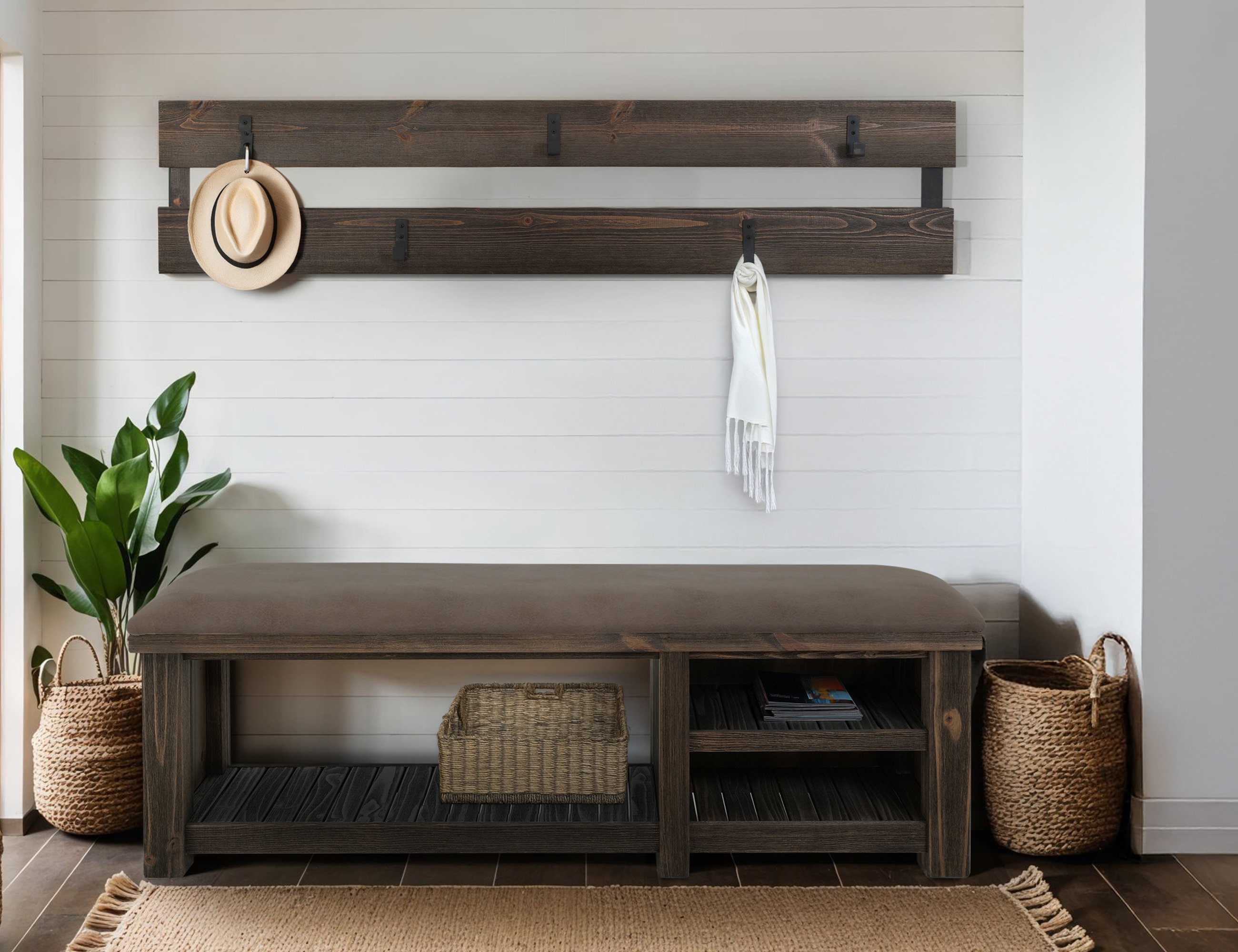 International Furniture Direct Dutton Coat Rack And Bench | Wayfair