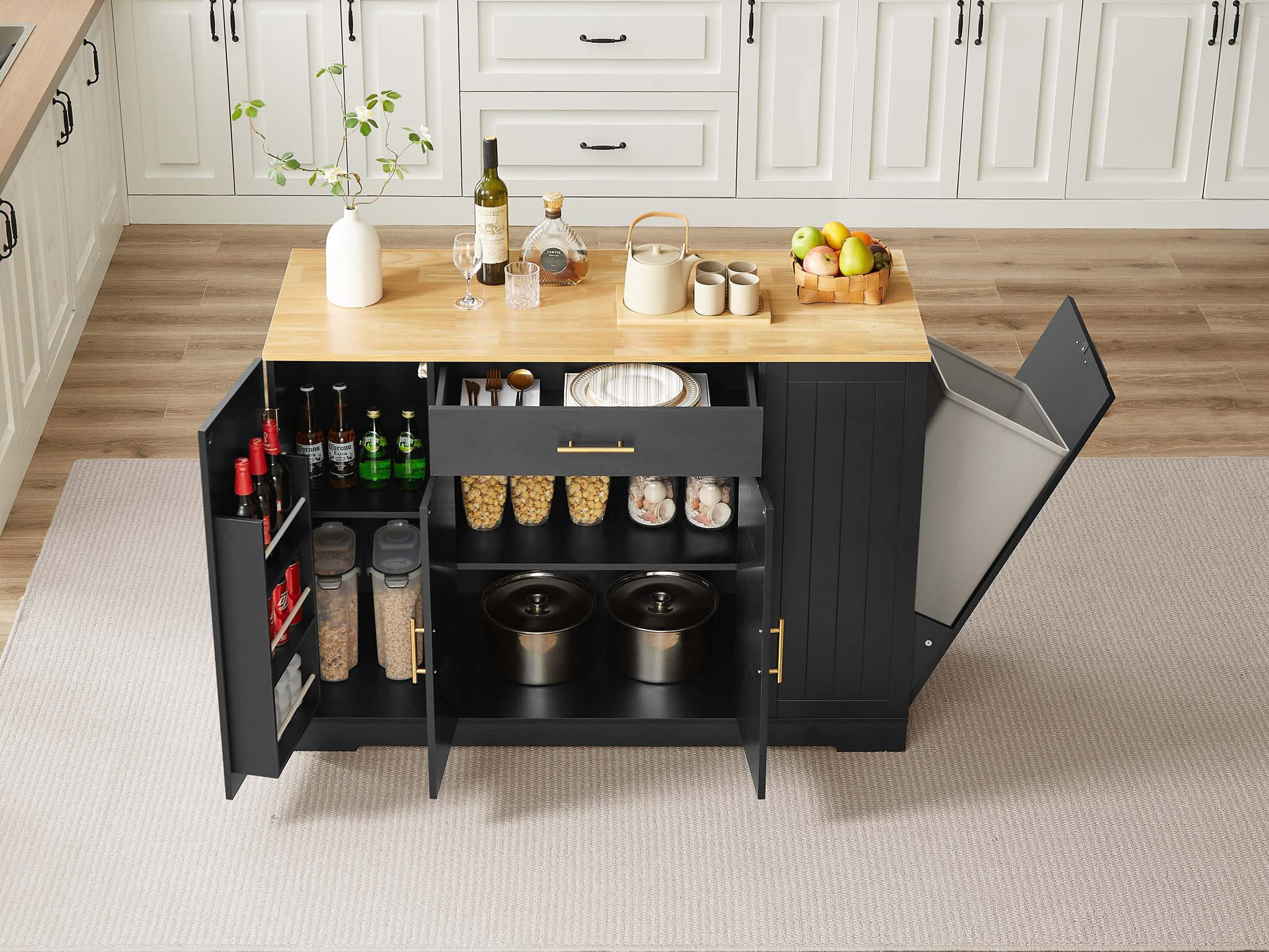 Ophelia & Co. 53'' Kitchen Storage Islands with Drawers and Trash Can ...