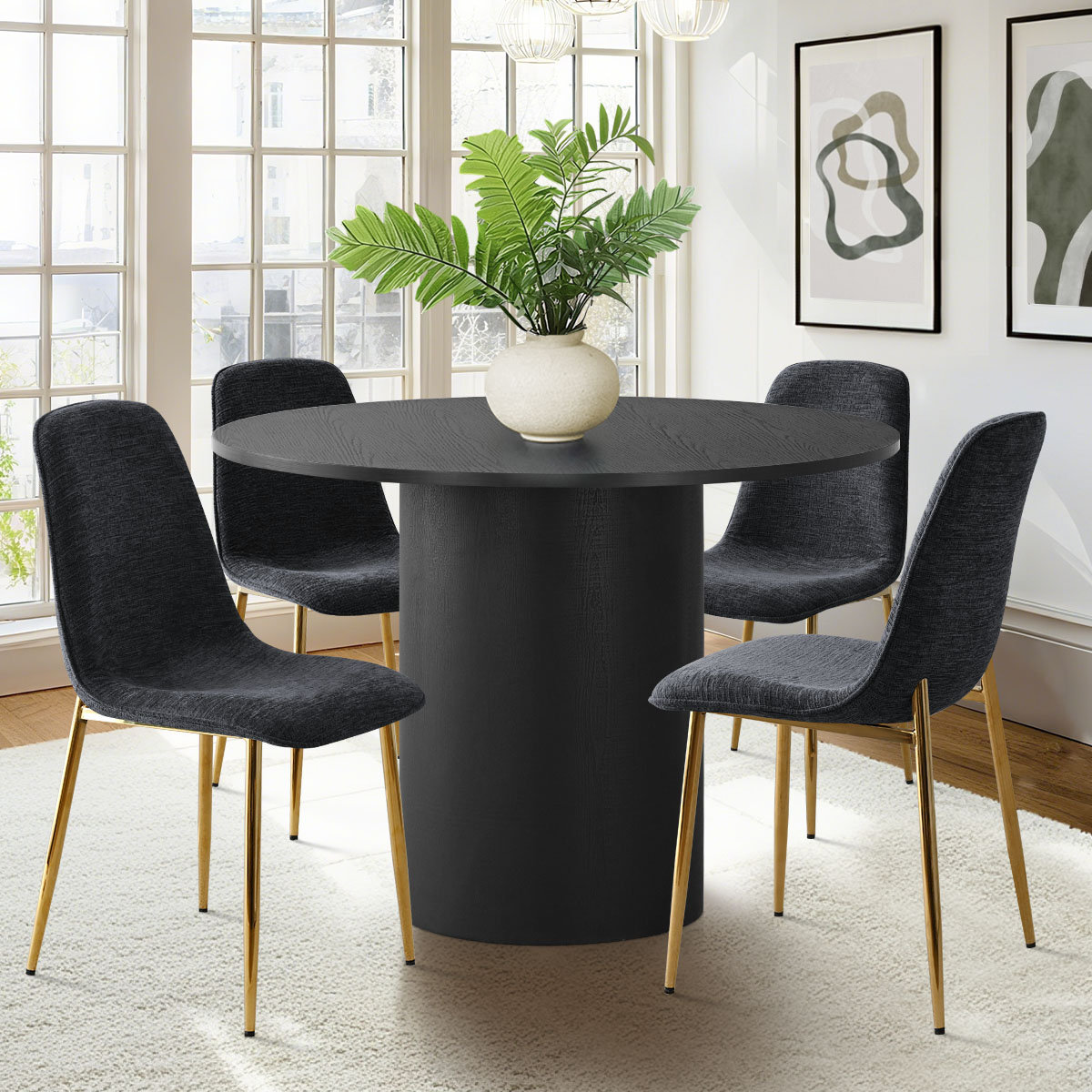 Mercer41 Berbor 4 - Person Dining Table Sets With 41.5'' Round Table ...