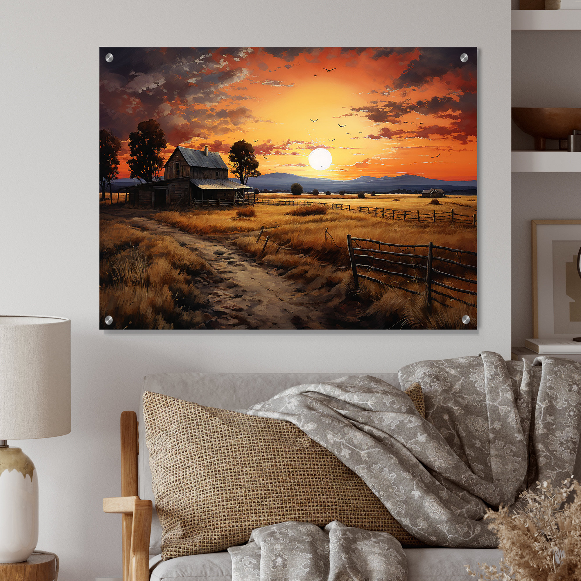 August Grove Barn Scenery At Dusk IV - Barn Acrylic Wall Art For Living ...
