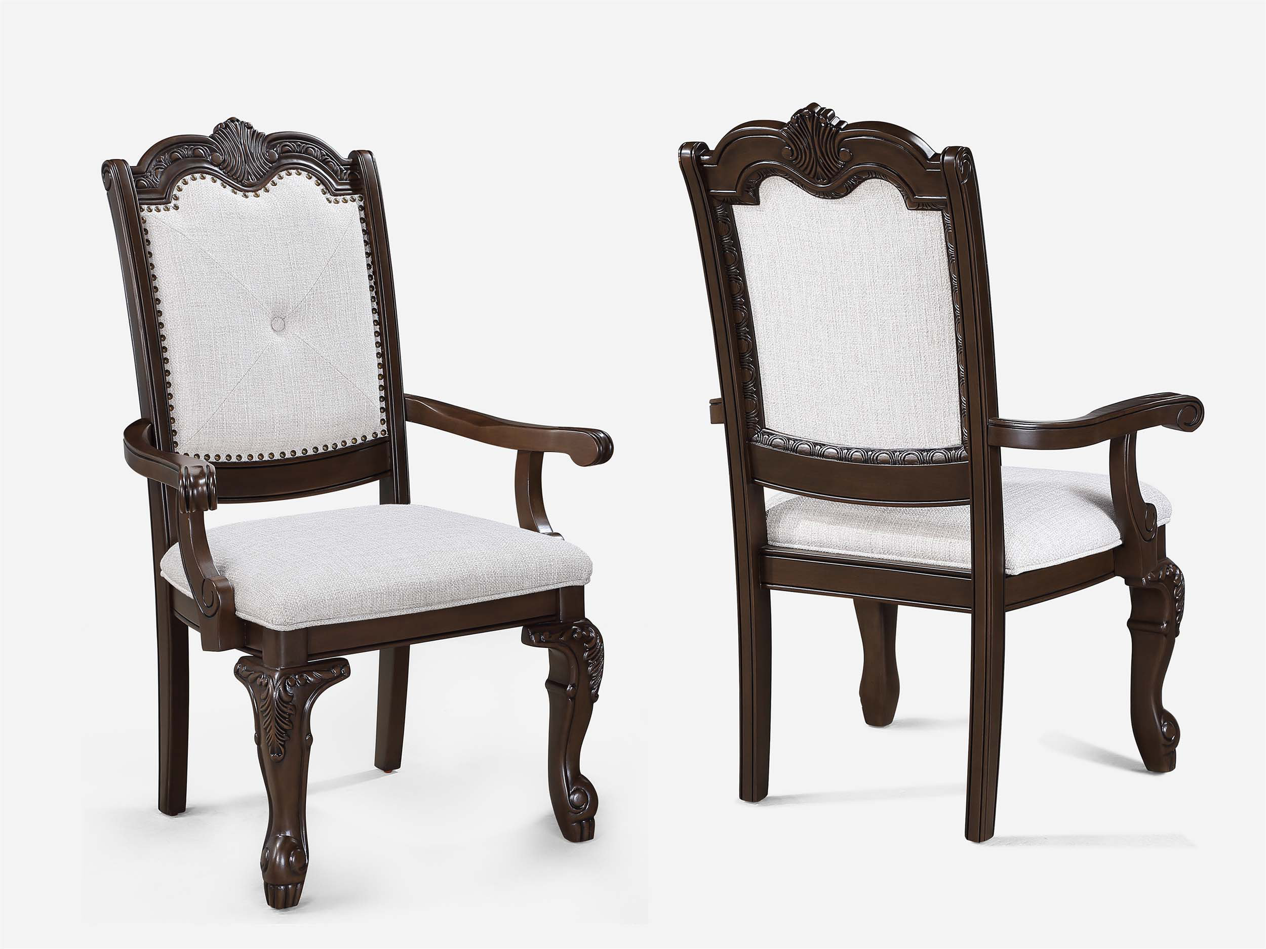 Canora Grey 2-piece Arm Chairs with Intricately Detailed Solid Wood ...