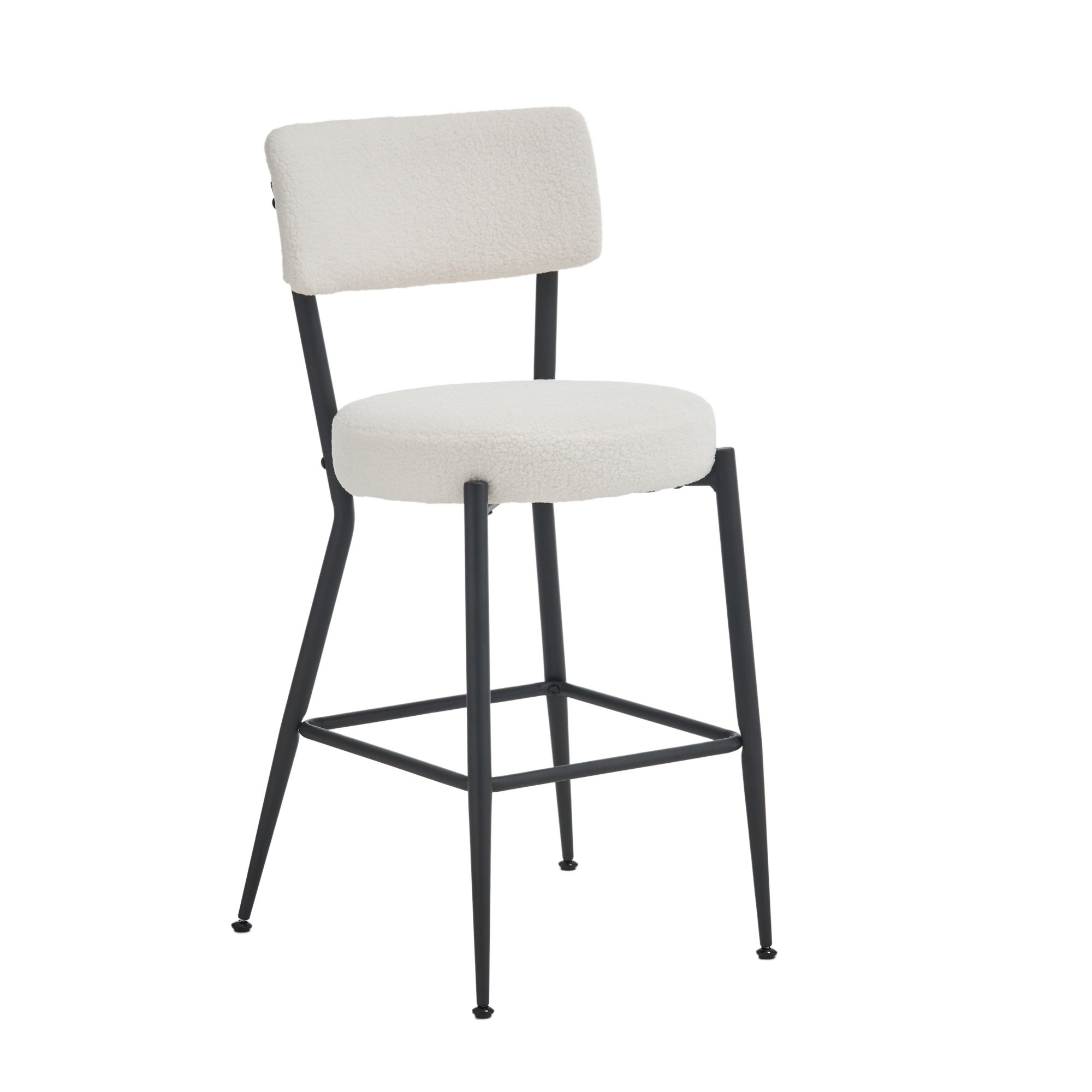 Latitude Run® Stylish Comfort Teddy Fabric Bar Stools - Metal Stability ...