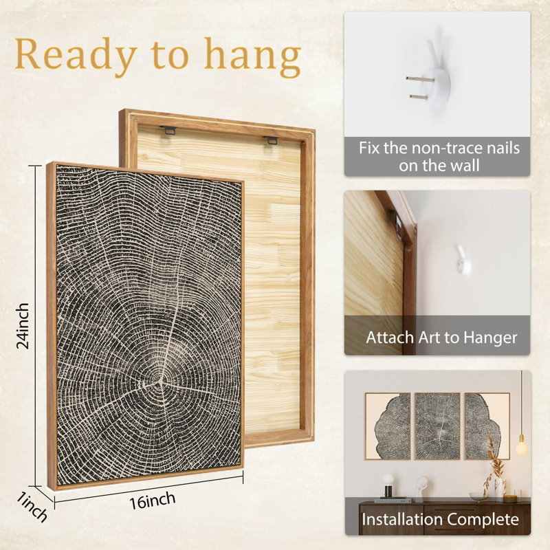 EPEWAY 3 Piece Wood Tree Ring Wall Art | Wayfair