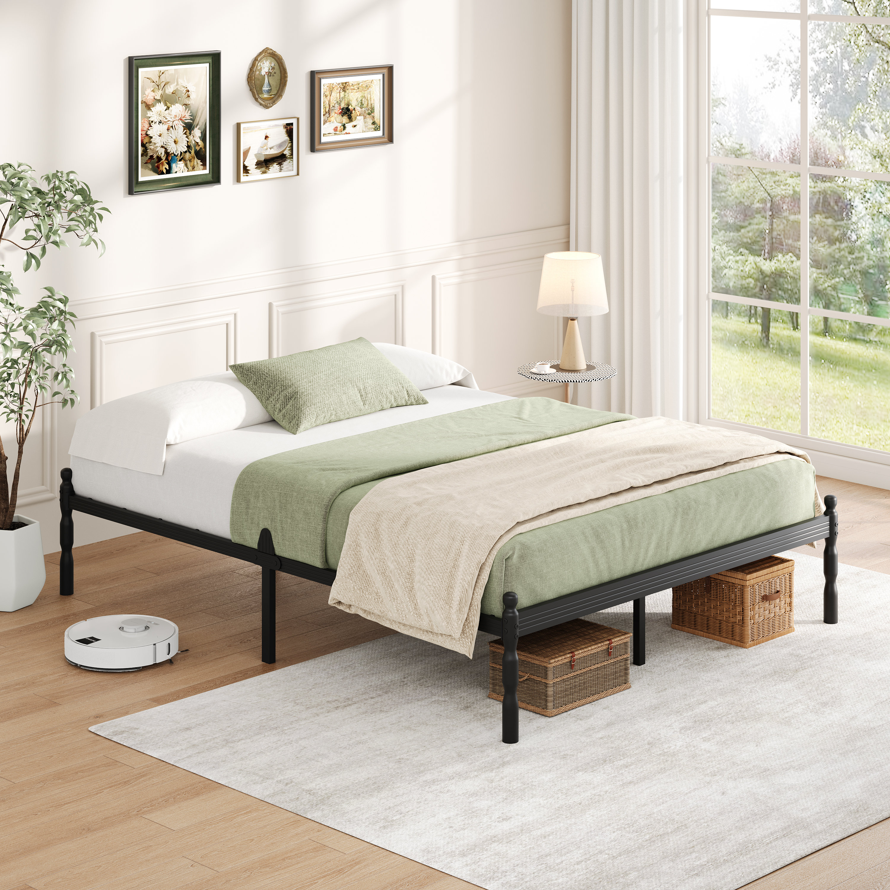 Ebern Designs 14" Heavy Duty Anti-Slip Metal Bed Frame with Side ...