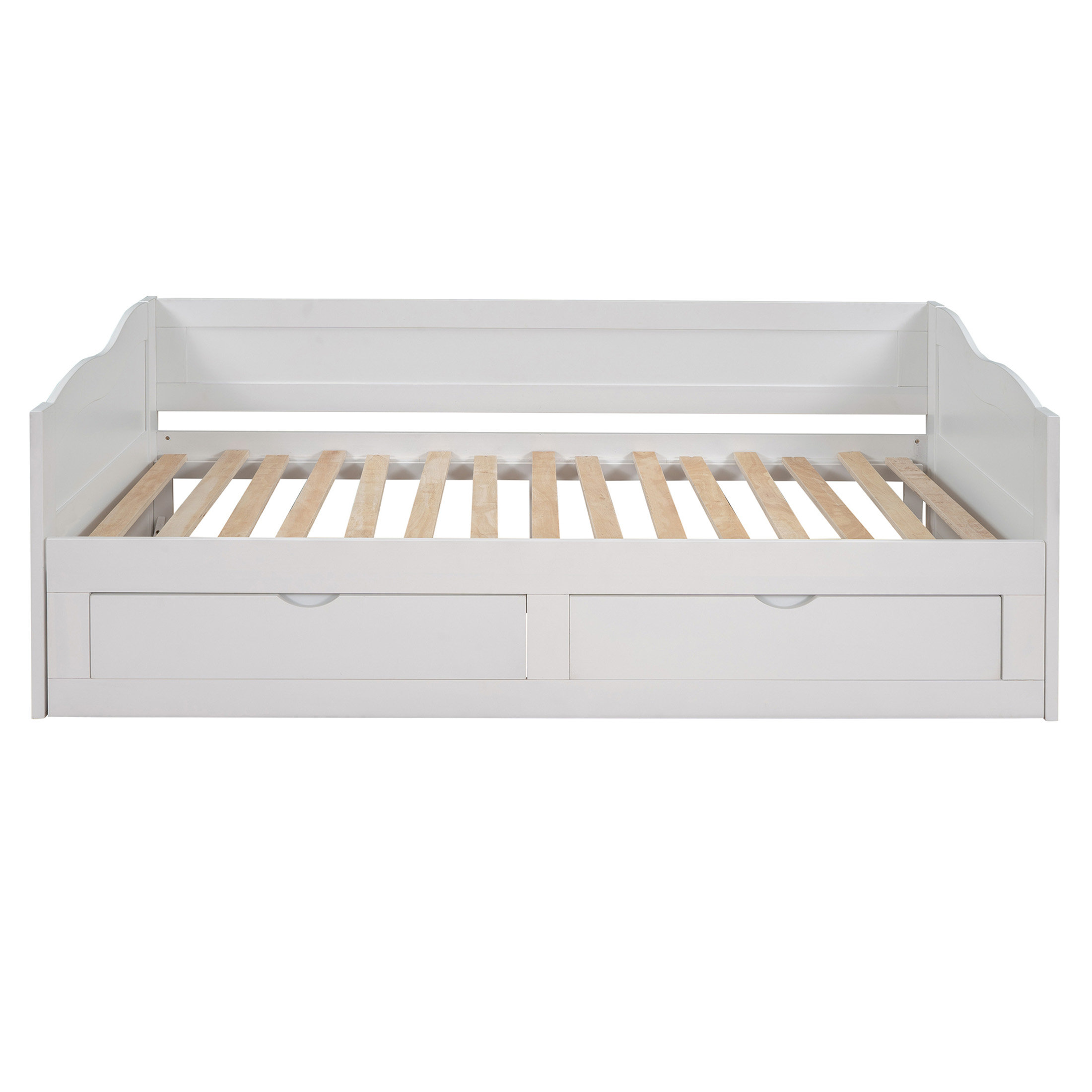 Alcott Hill® Wooden Daybed with Trundle Bed and Two Storage Drawers ...