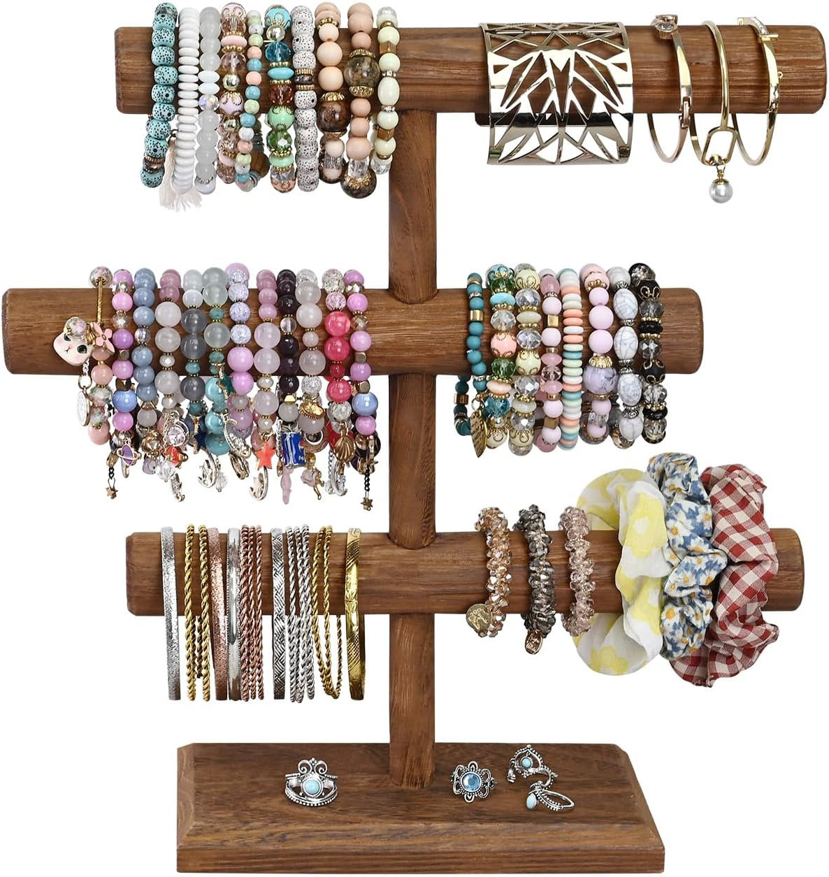 Ebern Designs Free Assembly 3-Tier Wooden Jewelry Display Stand | Wayfair