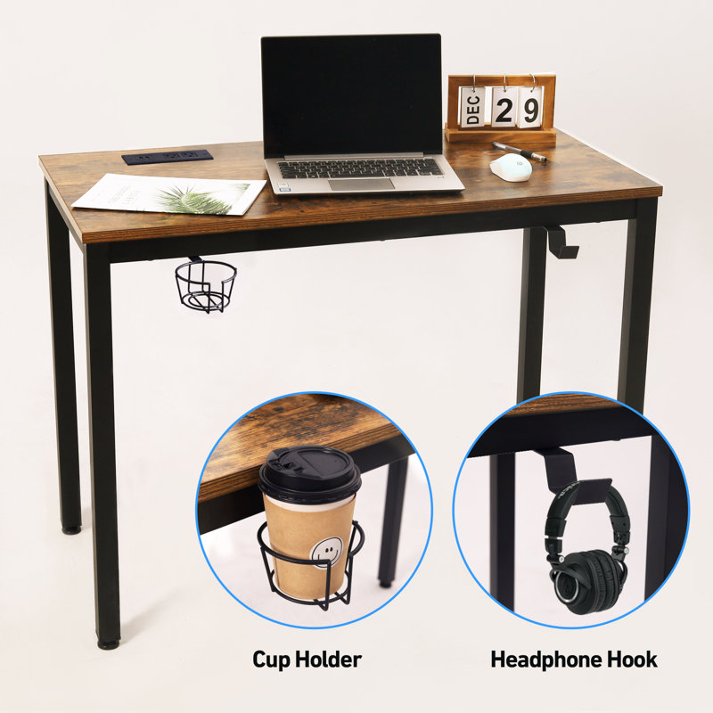 17 Stories Collaroy 40" Desk with Power Strip and Monitor Stand | Wayfair