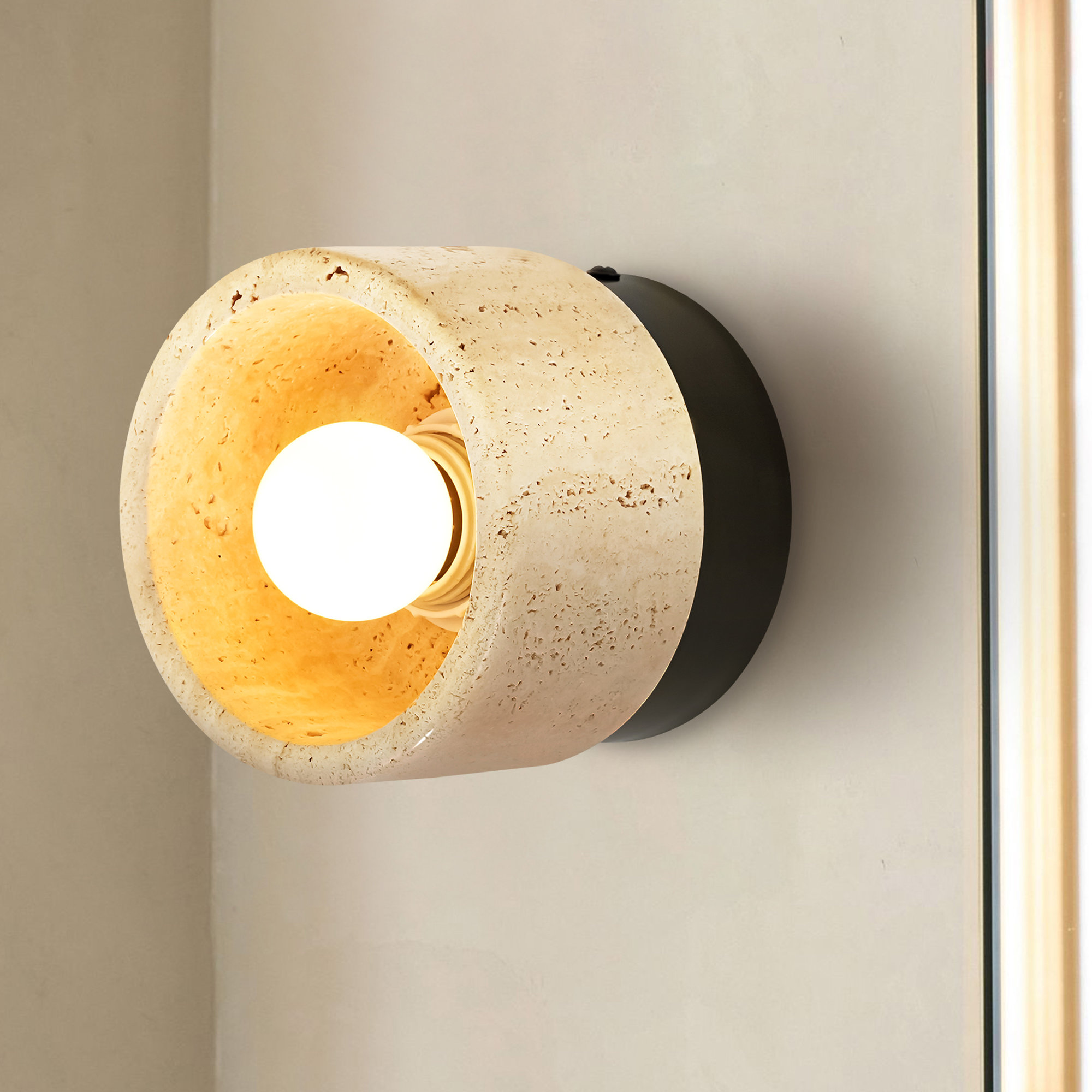 Ebern Designs Solstice Glow 1- Light Nordic Stone Marble Round Flush ...