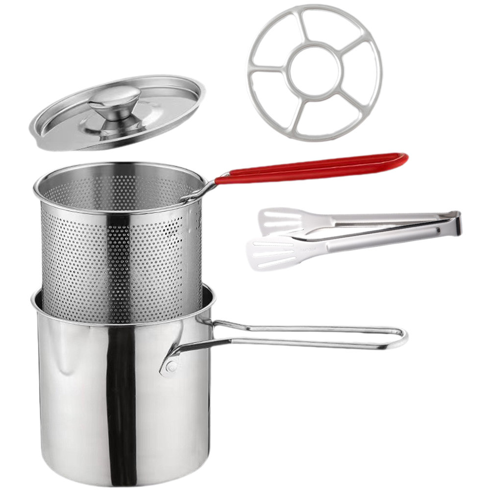 Prep & Savour 1 Set Fry Pot Fry Basket Kit Fry Pot With Basket And Lid ...