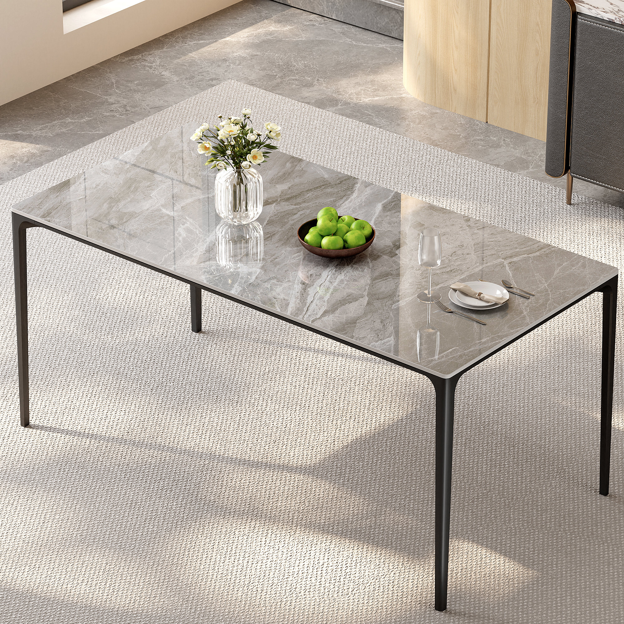 Wrought Studio™ Katosha 63'' x 32'' Sintered Stone Ceramics Dining ...