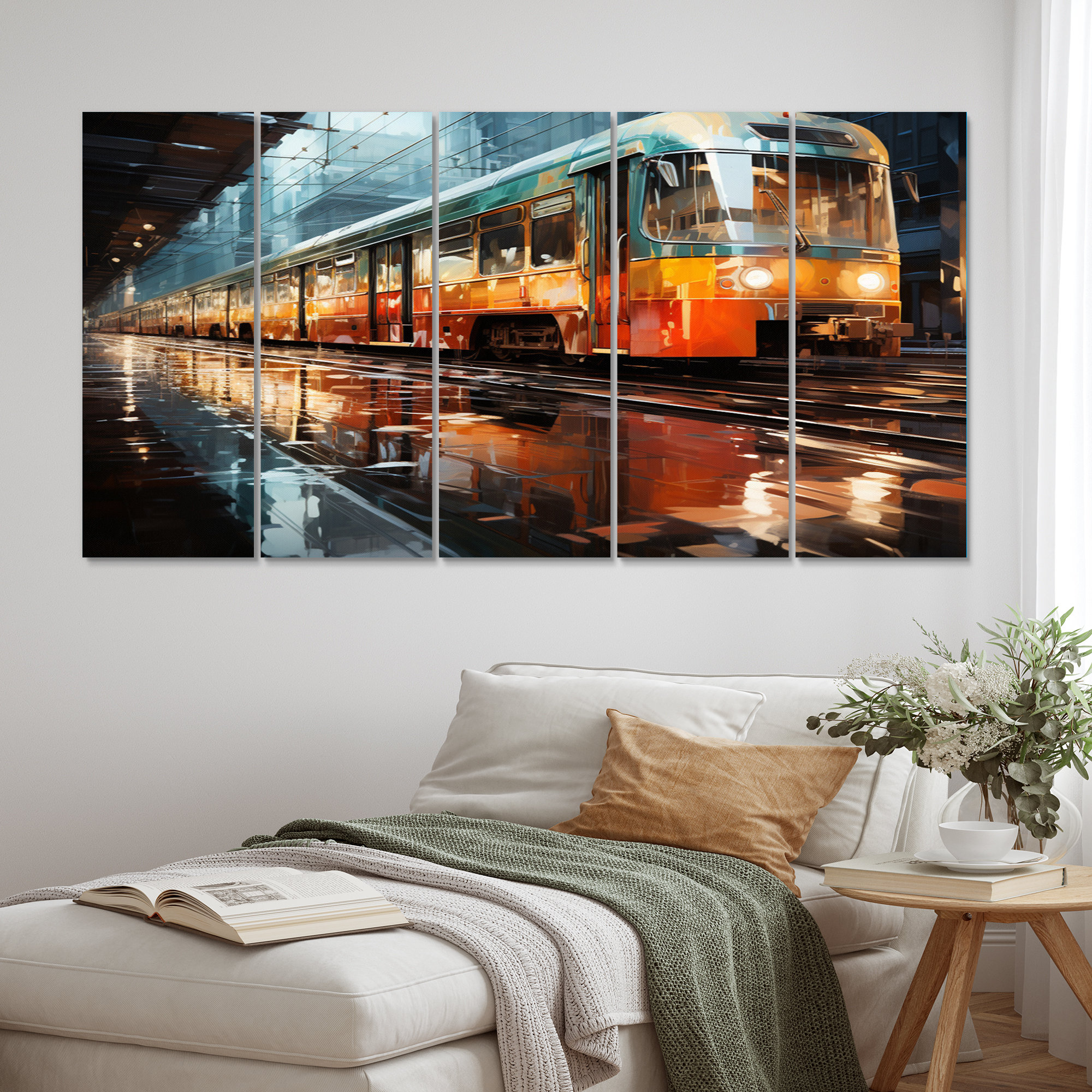 Ebern Designs Abstracted Train Reflections II On Canvas 5 Pieces Print ...