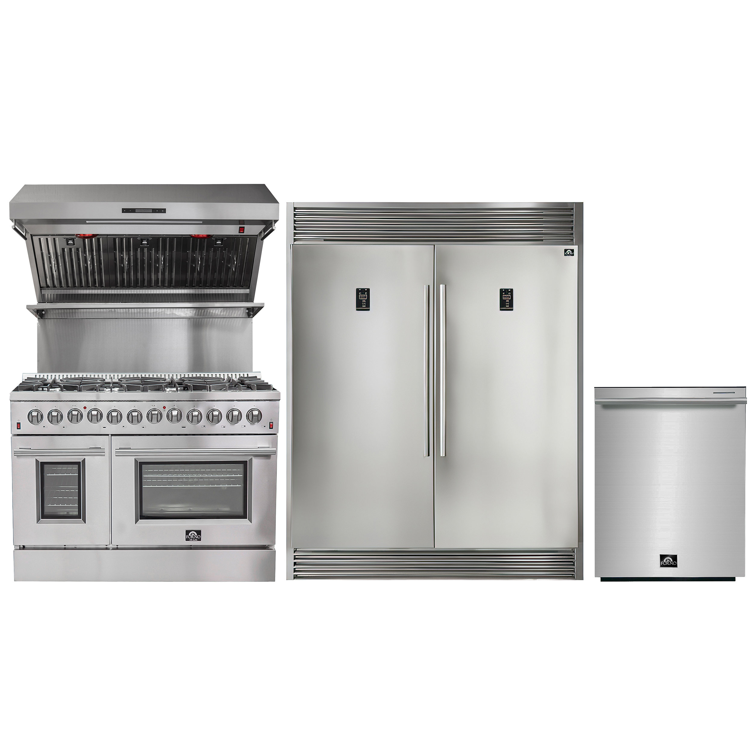 Forno 4 Piece Kitchen Appliance Package with Side By Side Refrigerator ...