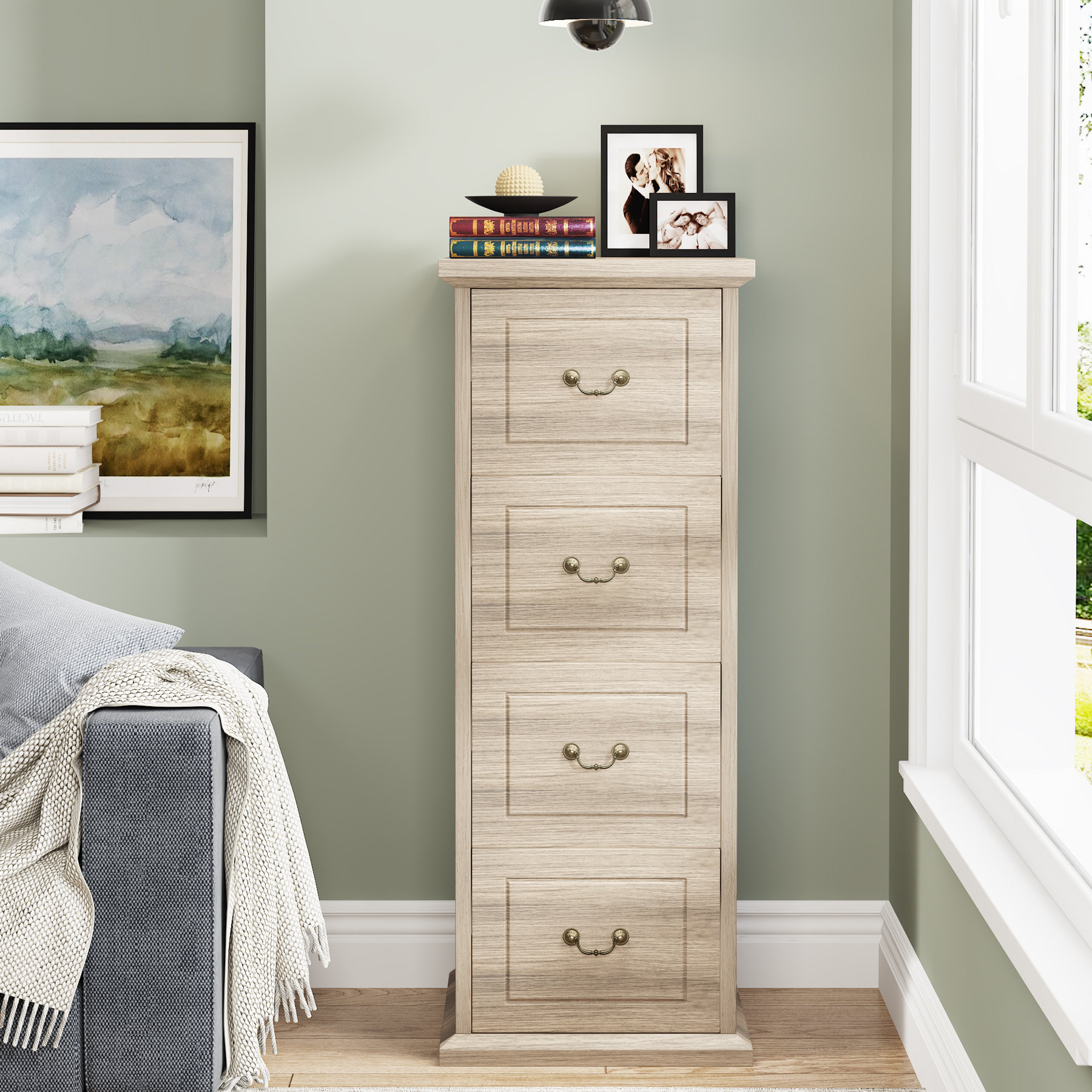 Inbox Zero 4 Drawer Vertical Filing Cabinet Oak | Wayfair