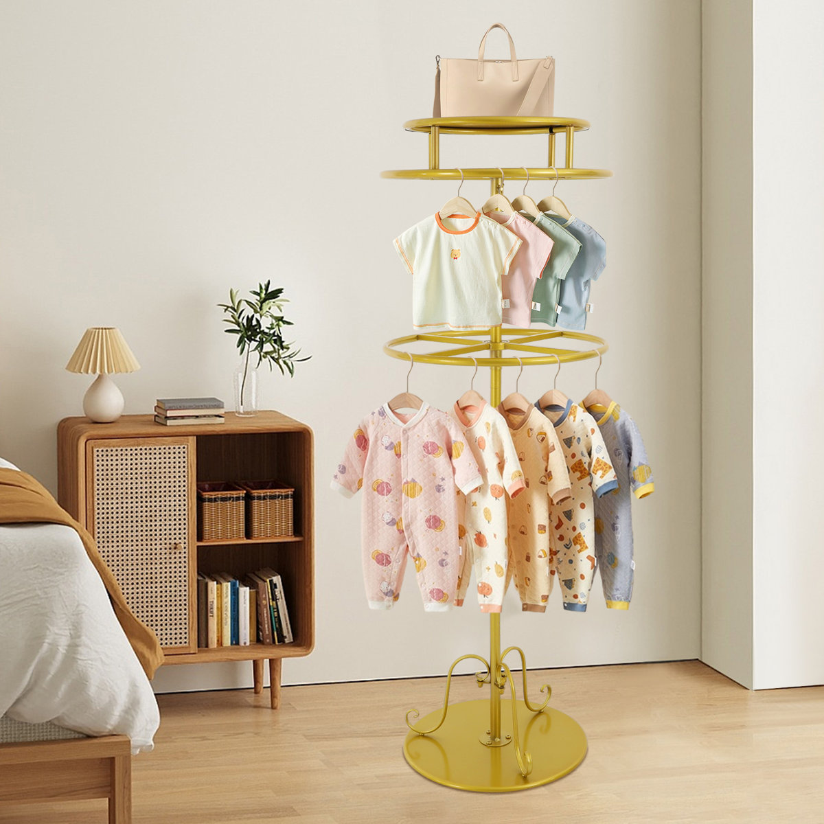 Mercer41 2 Tiers Rotatable Round Garment Rack Round Metal Clothes ...