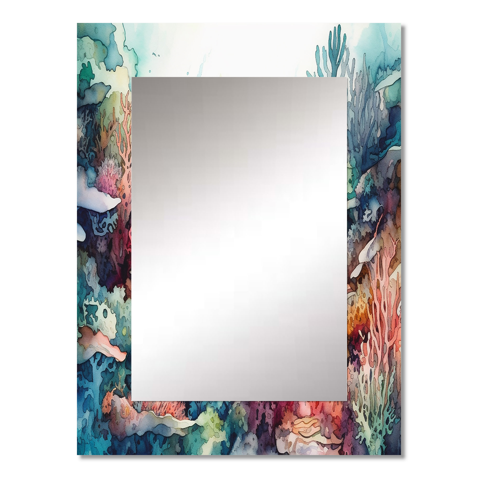 East Urban Home Vibrant Coral Reef III - Beach Large Mirror, Modern ...