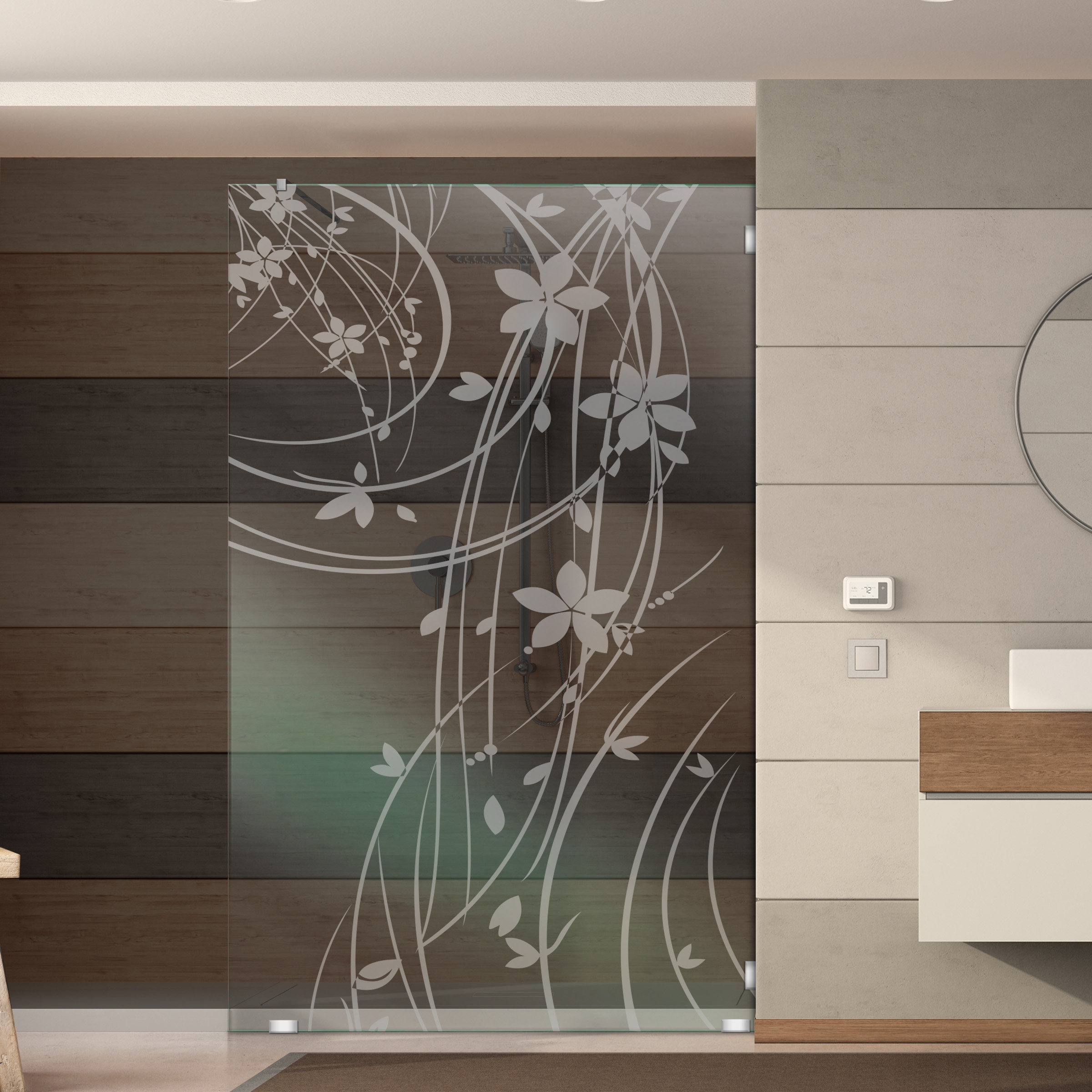 Glass-Door.us 43-1/2 In W x 75 In H Tempered Glass Shower Screen with ...