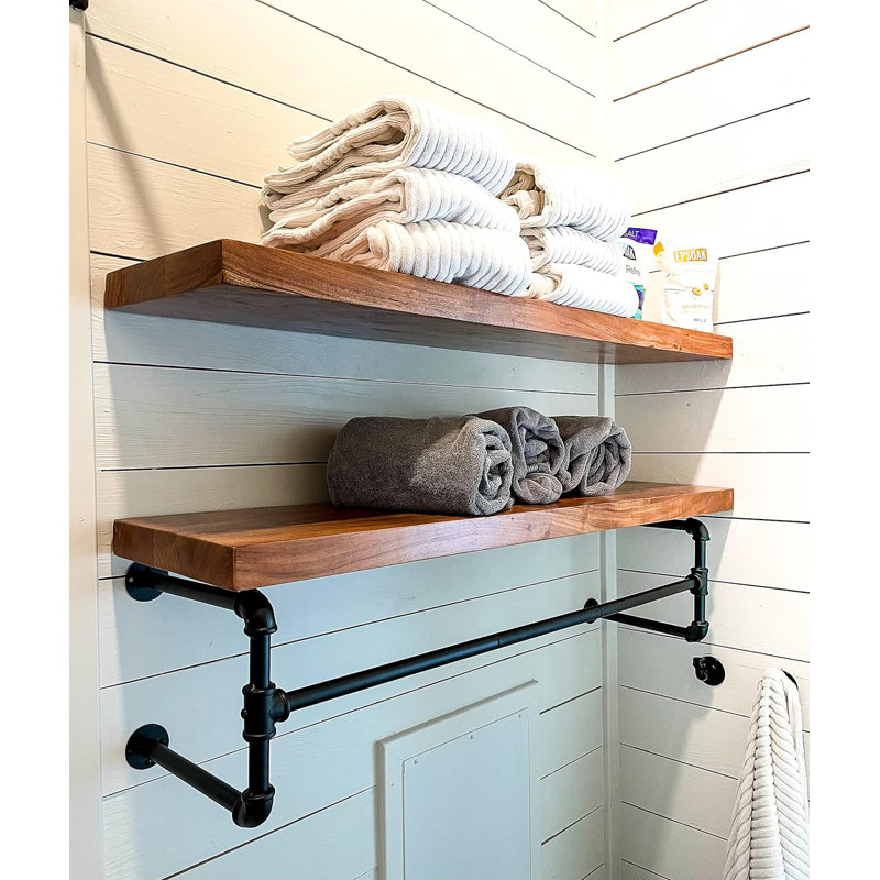 Millwood Pines Cornellia Acacia Floating Shelf | Wayfair