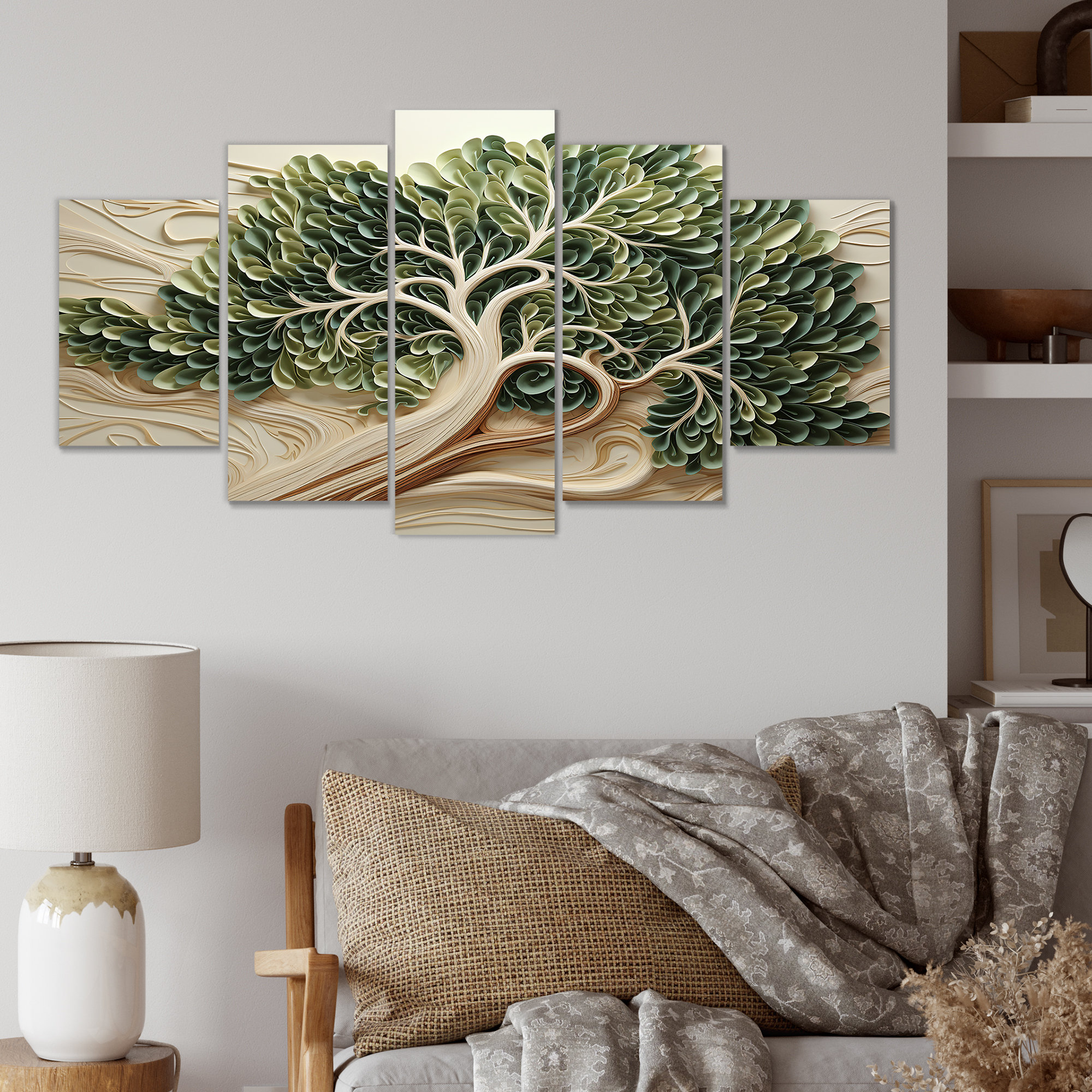 Lark Manor™ 'Tree American Basswood Collage II - Tree Multipanel Wall ...