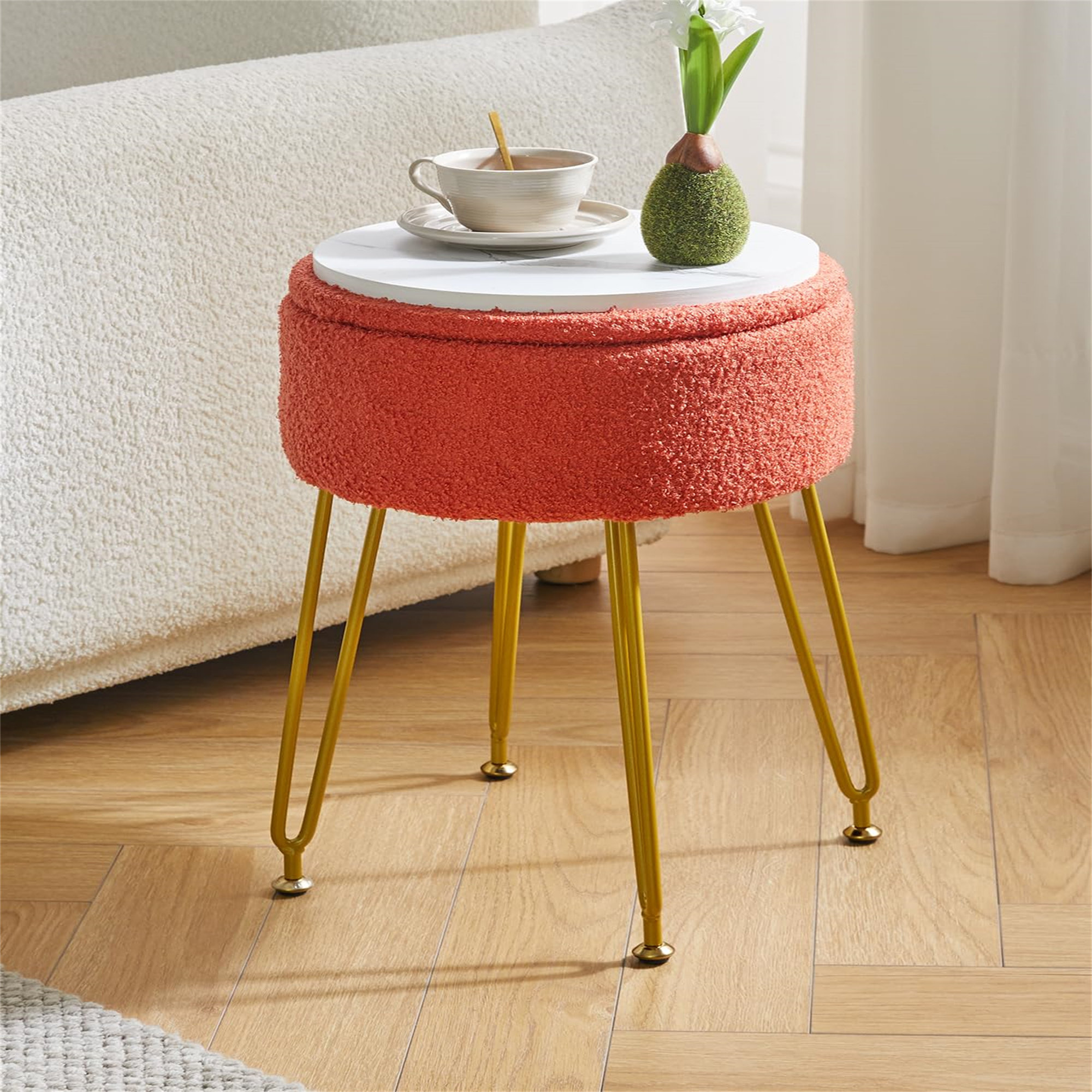 Fairmont Park Velvet Storage Stool Footstool, Makeup Vanity Stool Side ...