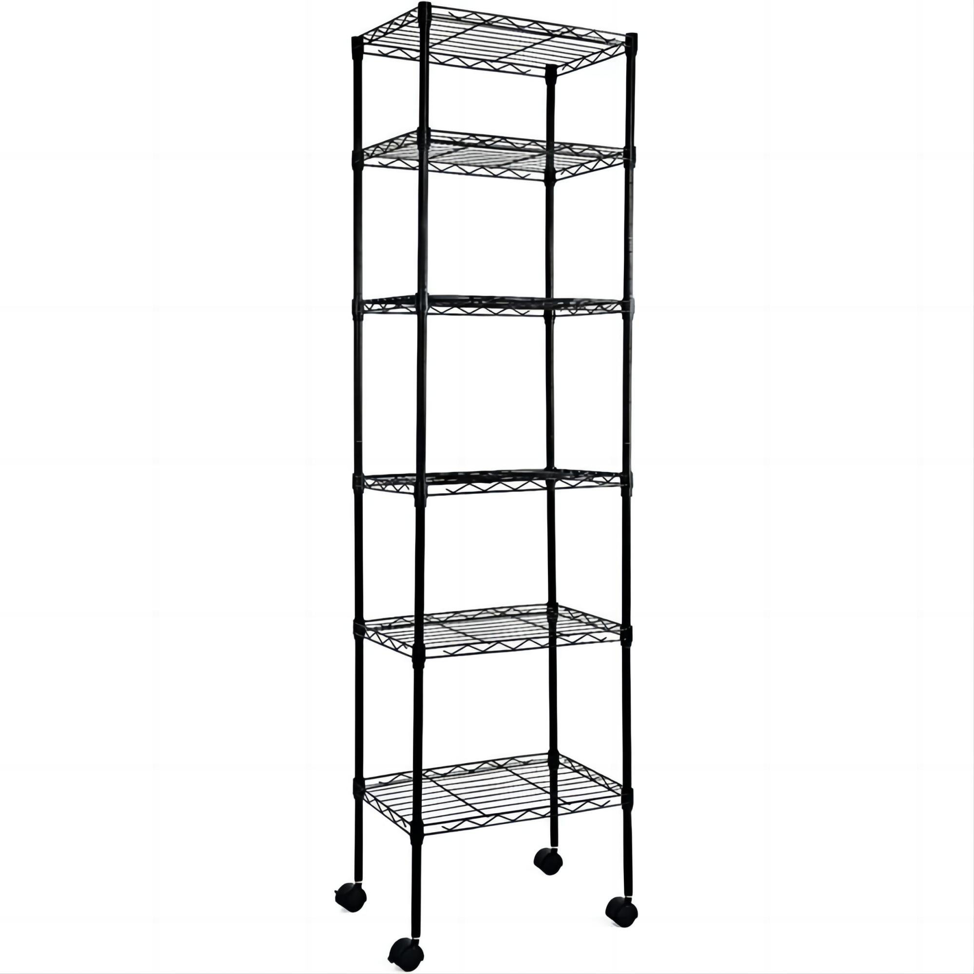 Rebrilliant Madilyne 63" Tall 6-Shelf Wire Bookcase on Wheels | Wayfair