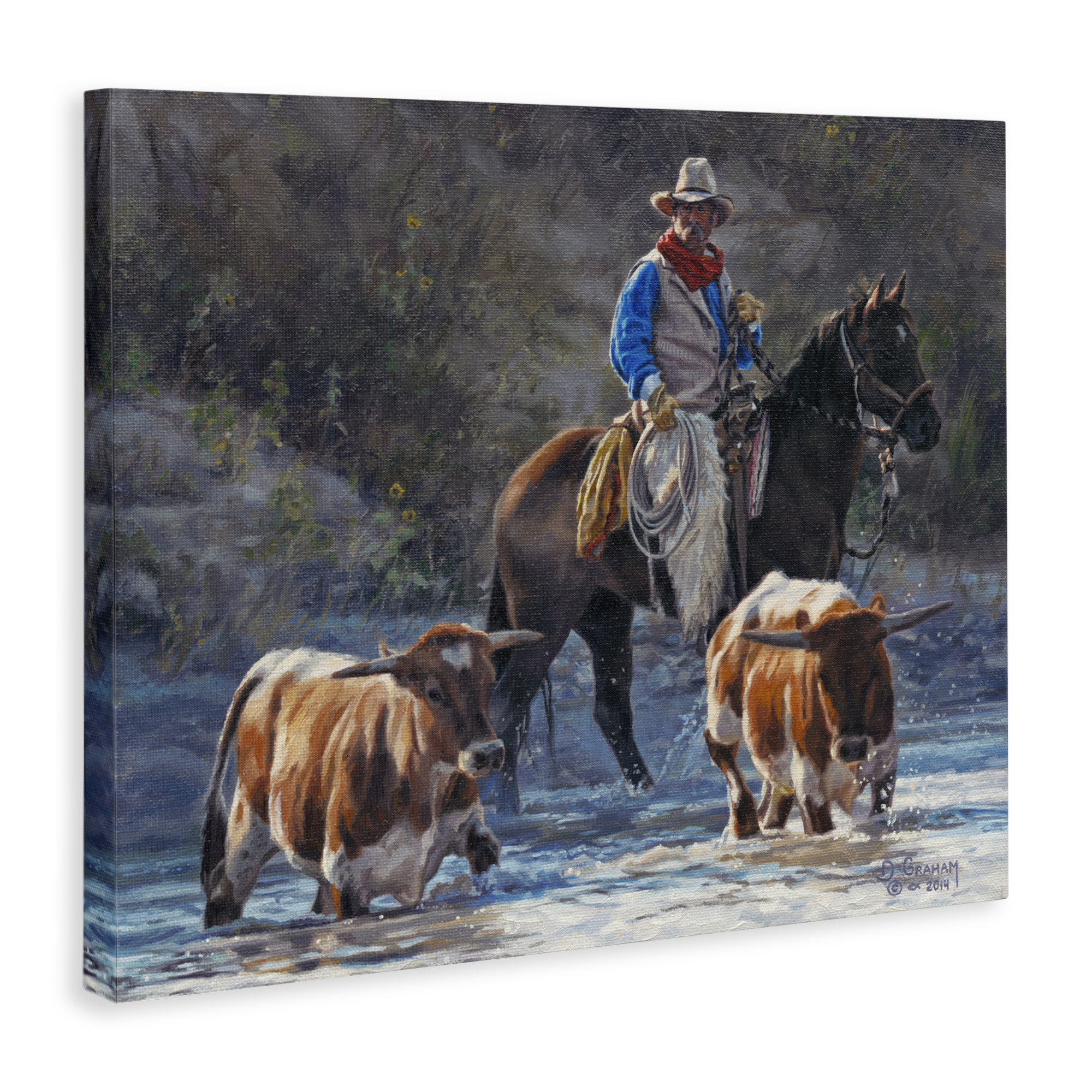 Union Rustic Cowboy Crossing River Canvas Wall Art by David Graham ...