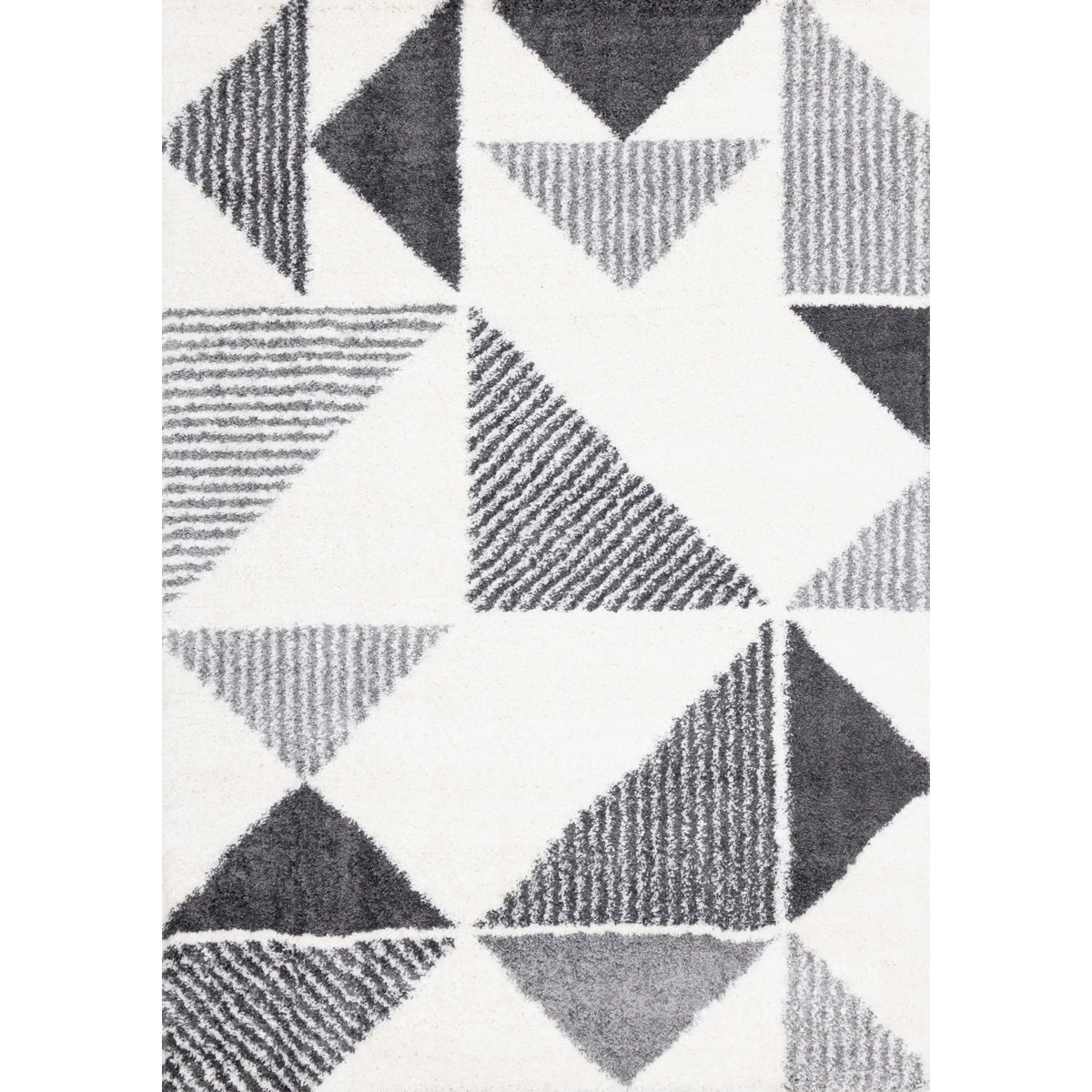 Latitude Run® Cozy Modern Geometric Grey White Area Rug | Wayfair