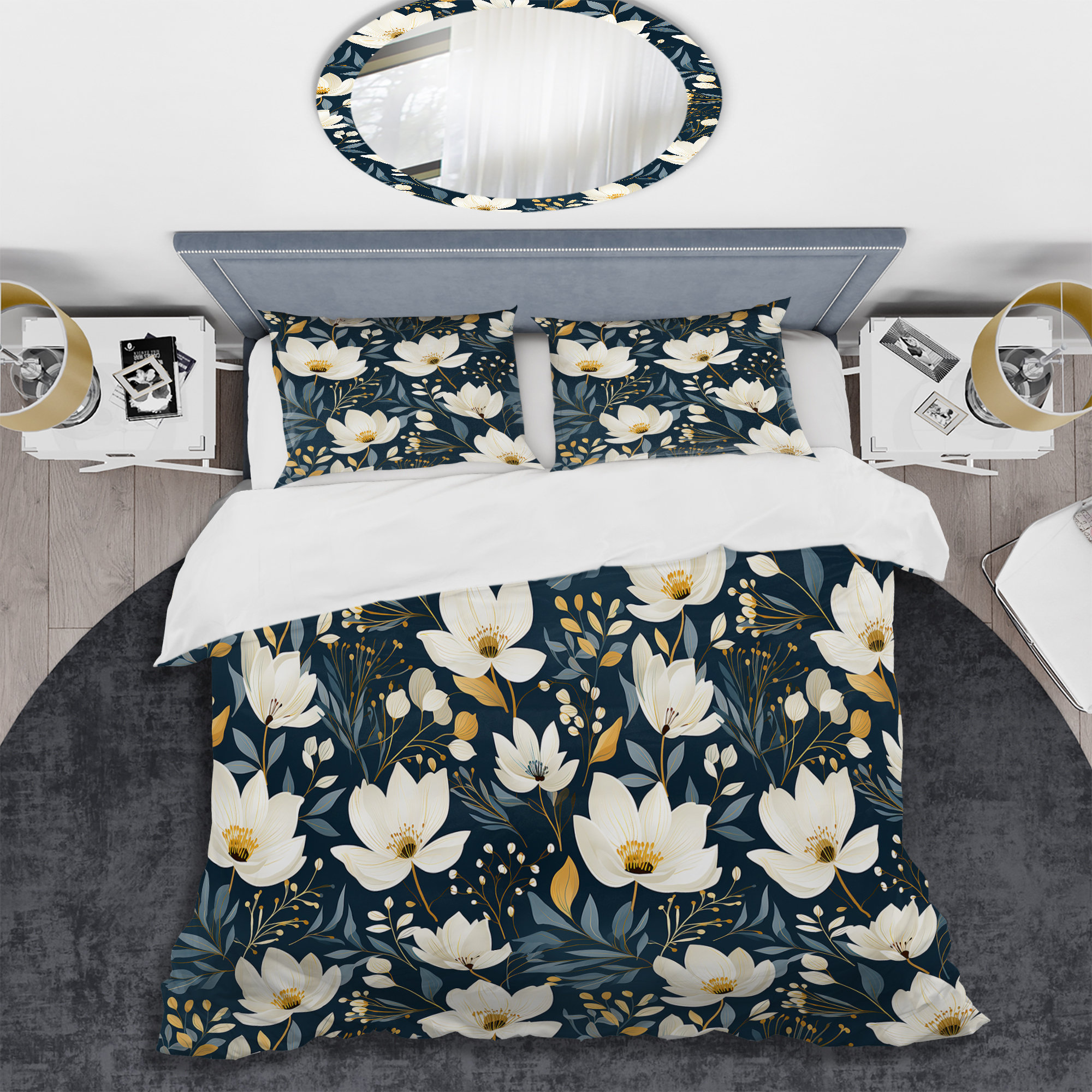 Design Art Antique Ivory Romance Bliss Flowers III - Floral Duvet Cover ...