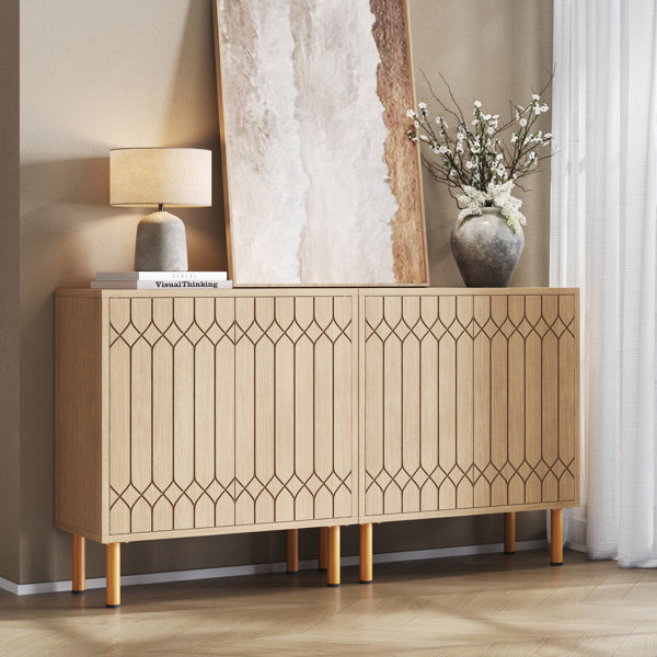 Mercer41 Modern Kitchen Buffet Cabinet With Doors And Adjustable ...