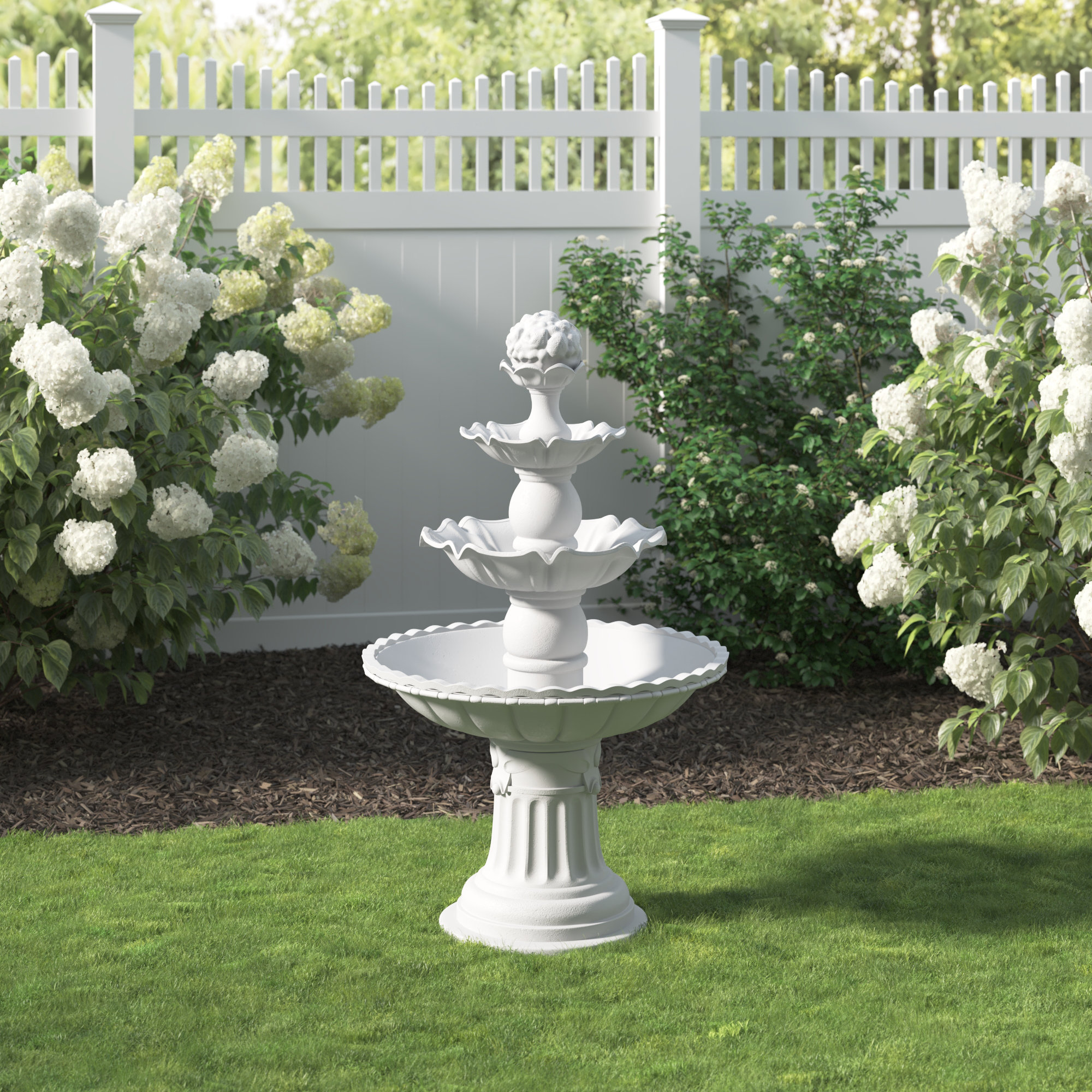 One Allium Way Cargan Fibreglass 4-Tier Electric Water Fountain ...