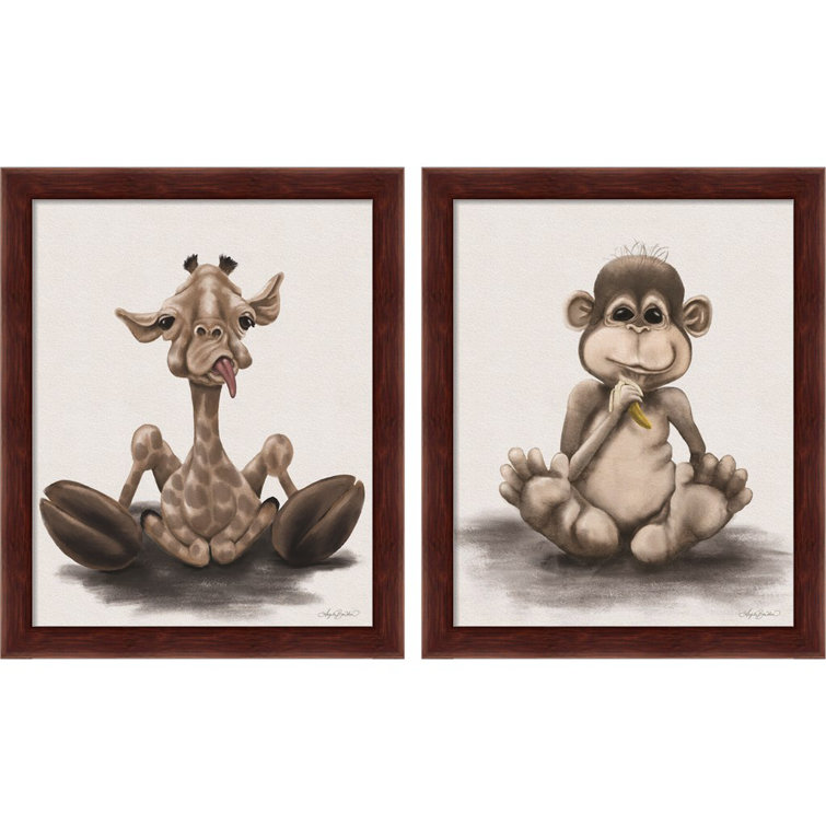 Trinx Jeffrey The Giraffe & Melvin The Monkey Framed On Paper 2 Pieces ...