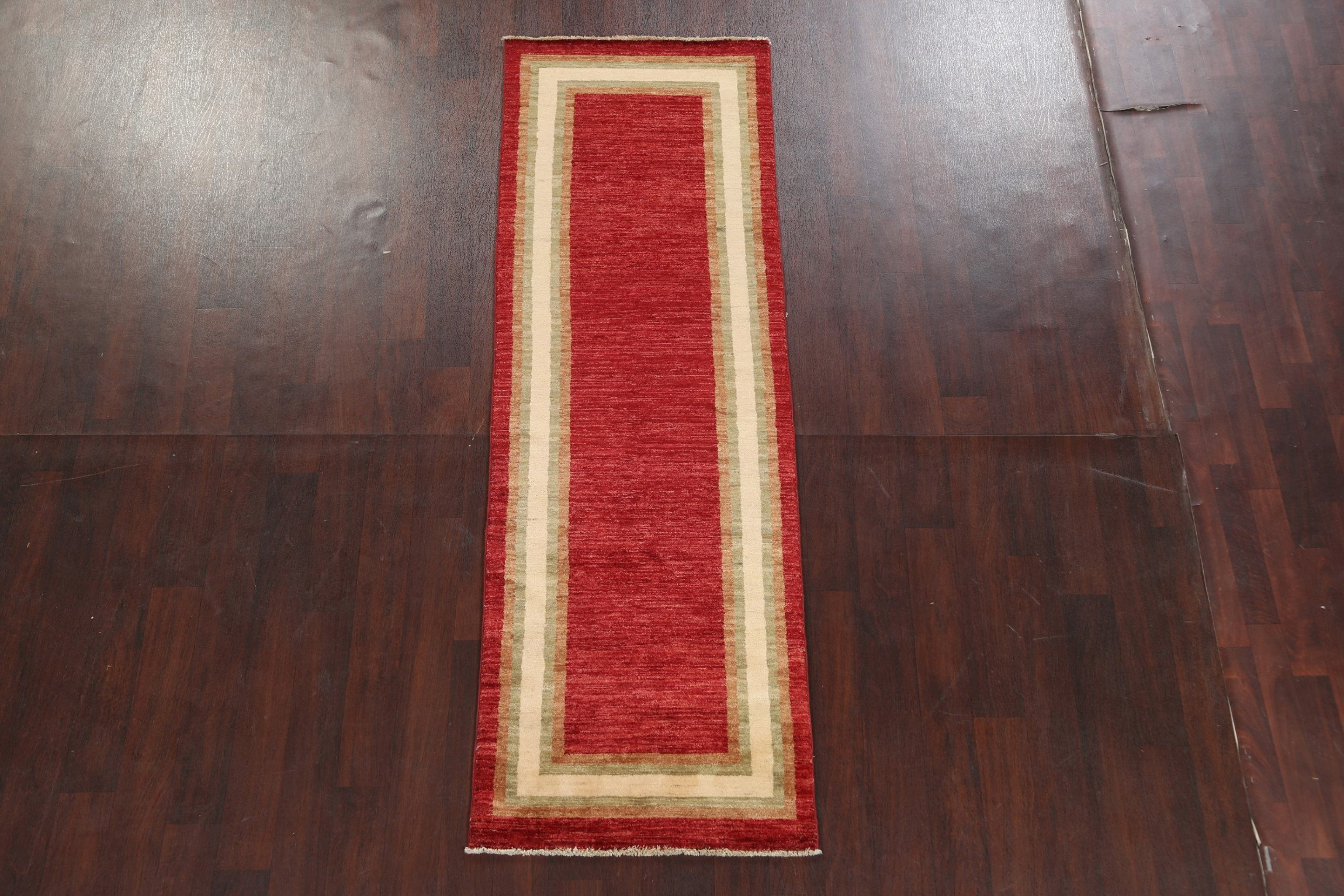 Isabelline Red Wool Gabbeh Oriental Runner Rug 3x8 | Wayfair