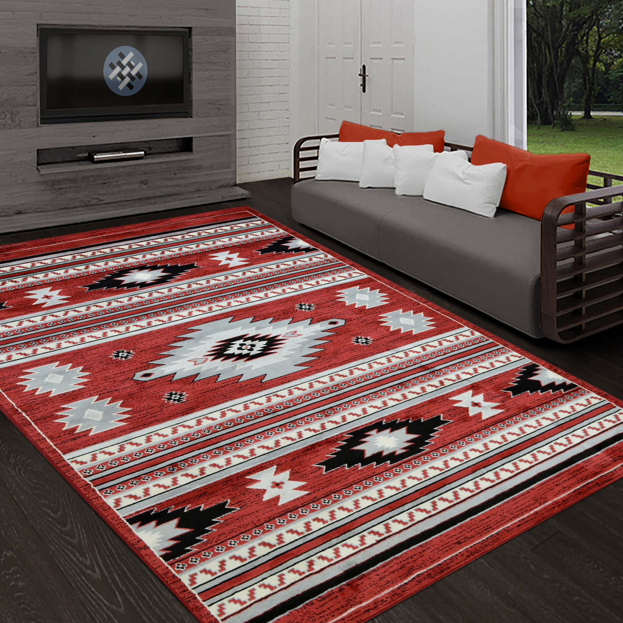 Foundry Select Southwestern Scarlet Red Area Rug | Wayfair