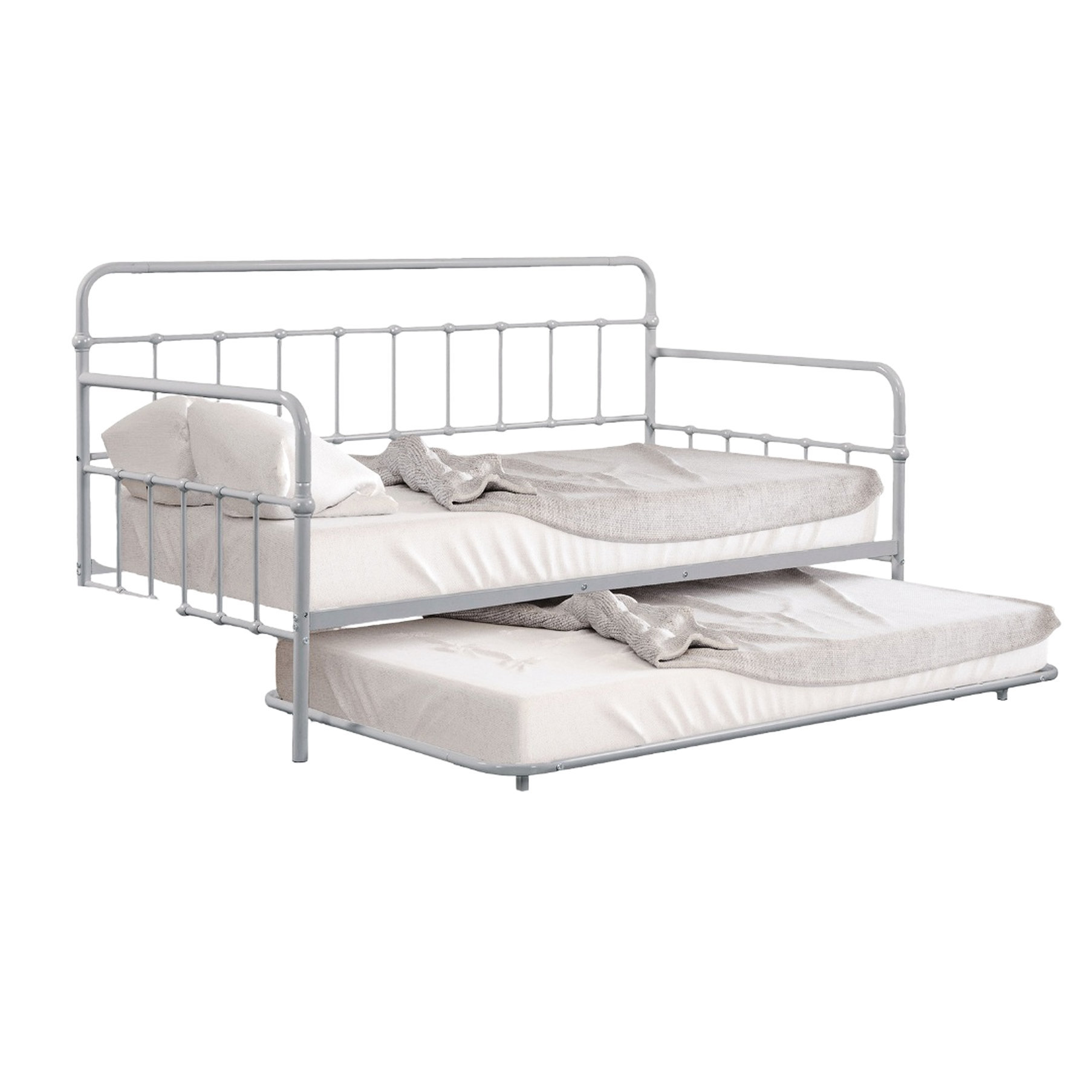 August Grove® Silver Finish 1pc Twin Metal Daybed With Trundle ...