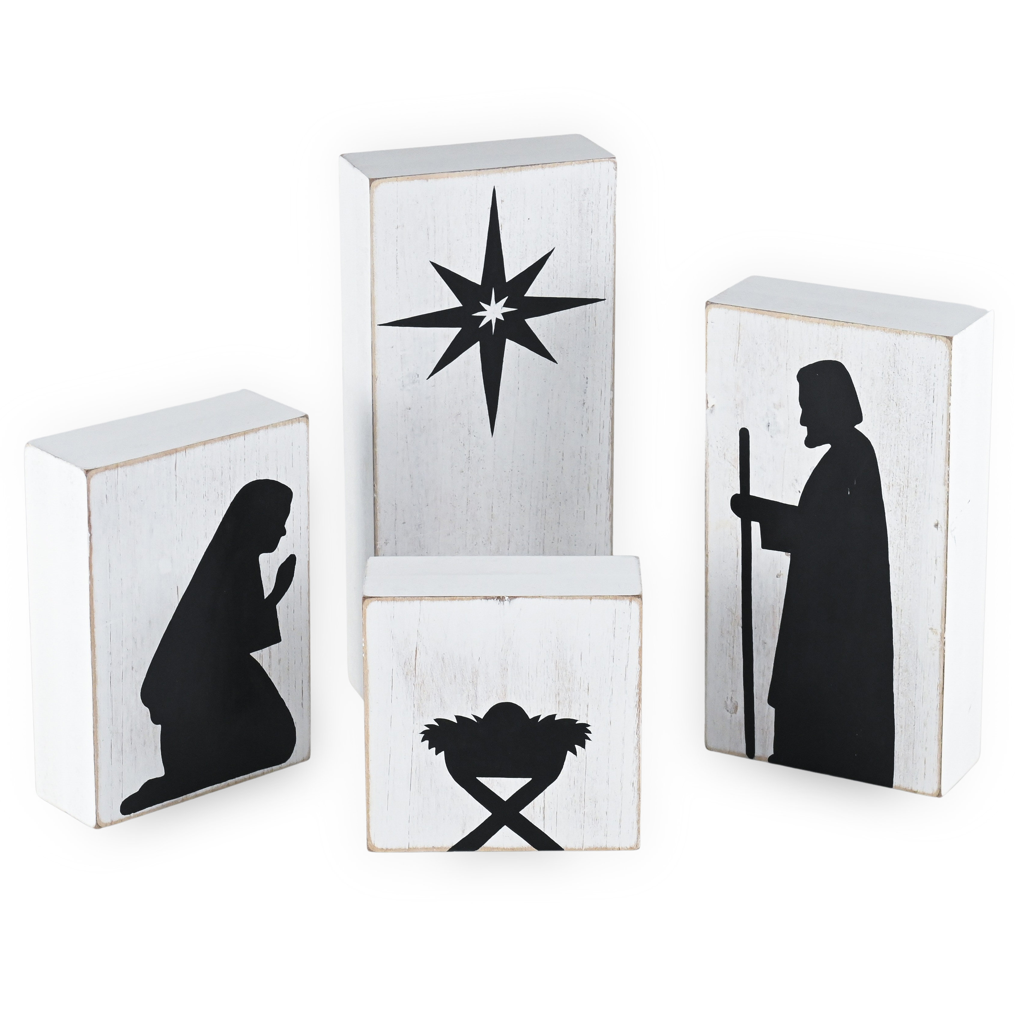 The Holiday Aisle® Wooden Block Nativity Scene Silhouette Christmas ...
