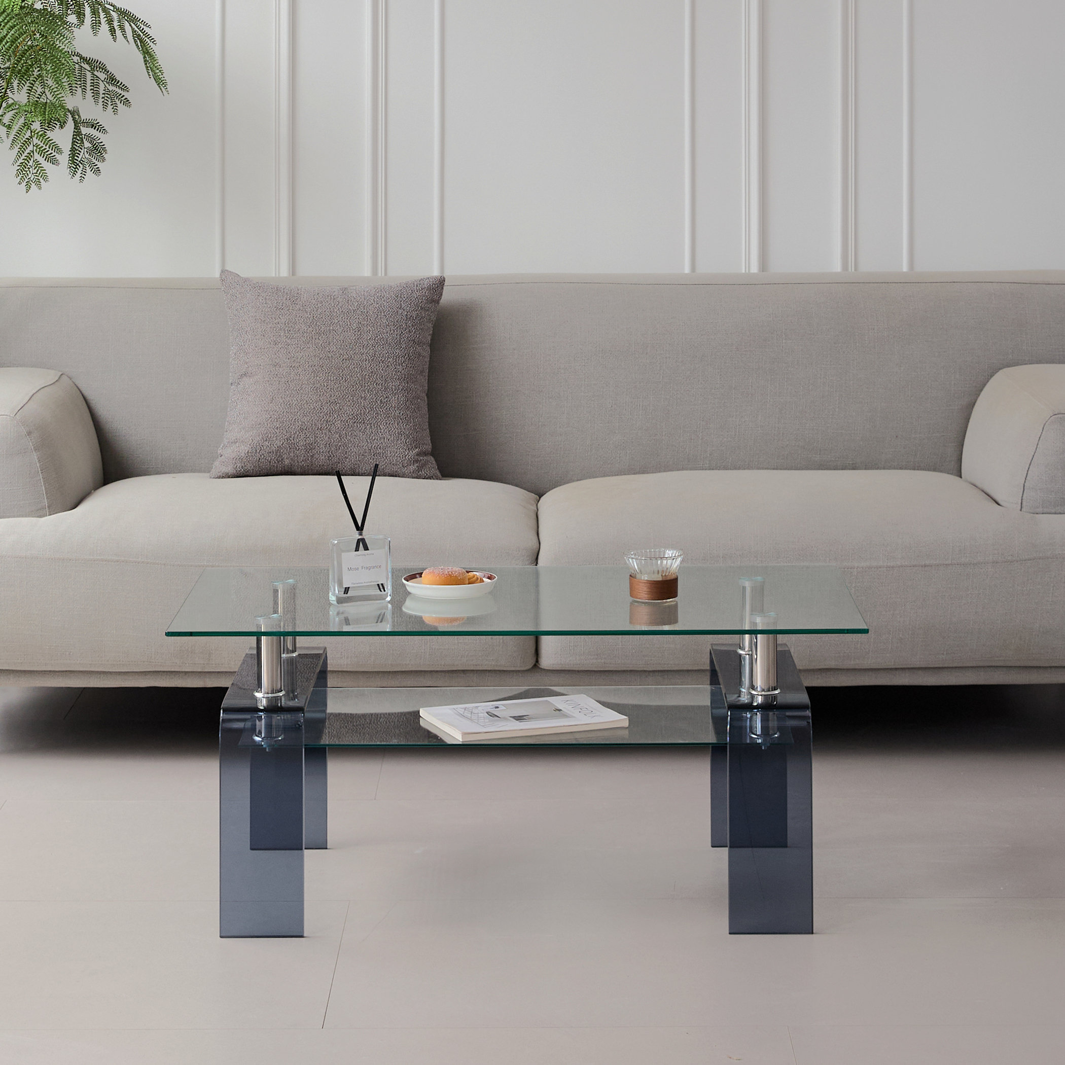 Ivy Bronx Tempered Glass Coffee Table, Modern Glass Coffee Table For ...