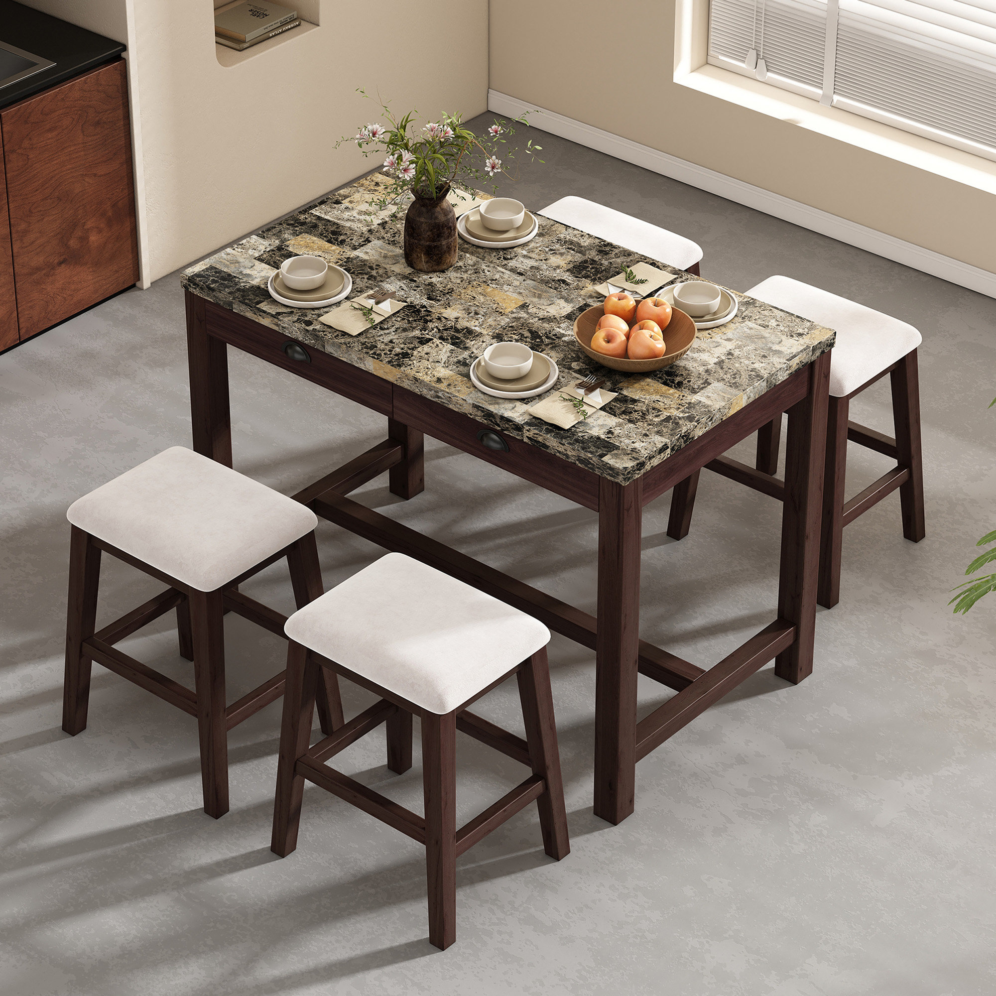 Lark Manor 3-Piece Dining Table Set For 2, Counter Height Kitchen Table ...