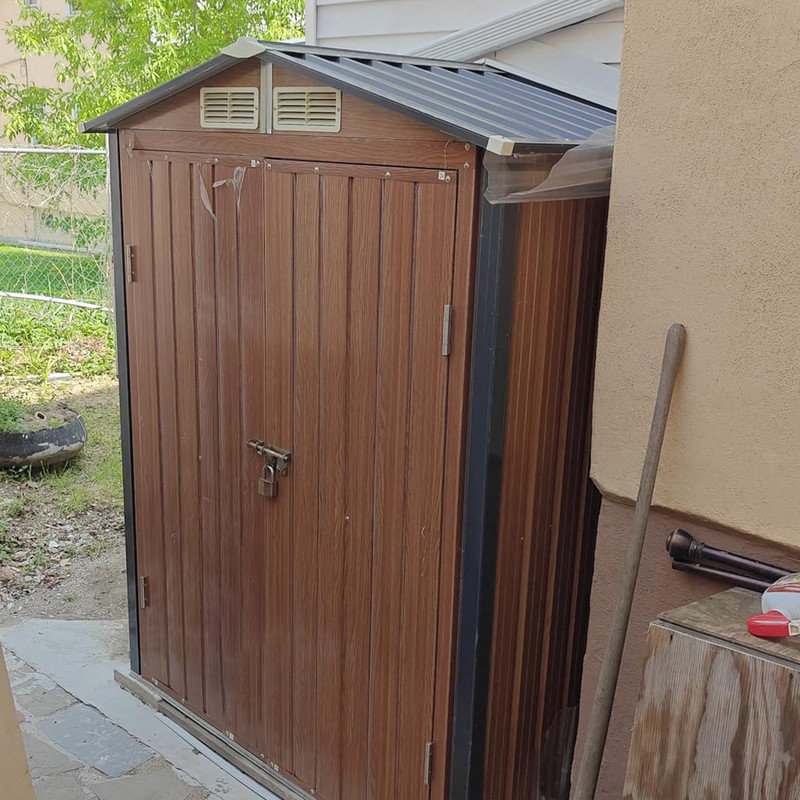 IDIABA Outdoor Storage Shed, 5x3 Ft Metal House with Frame Floor ...