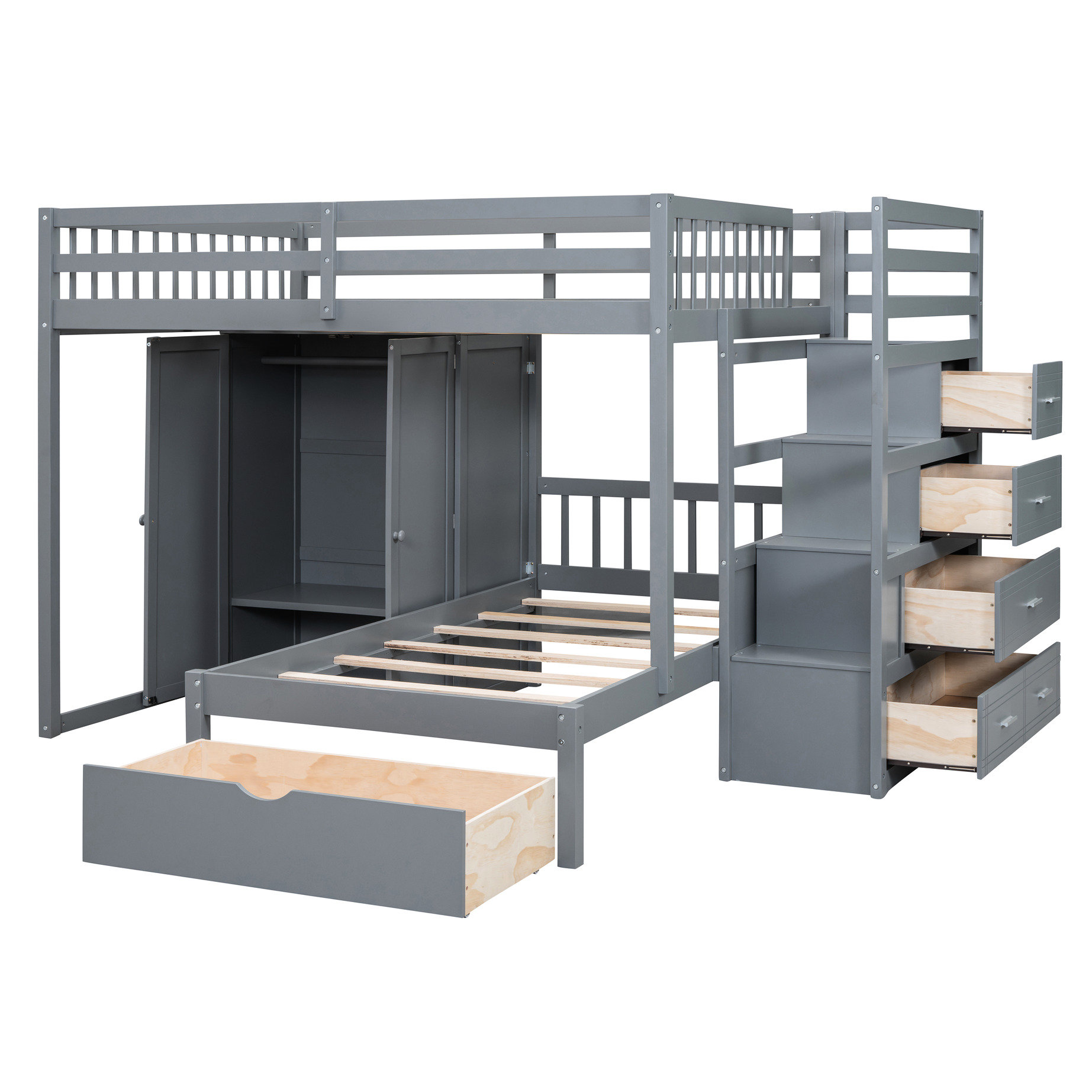 Latitude Run® Bunk Bed With Drawer Space - Ideal For Siblings' Comfort ...