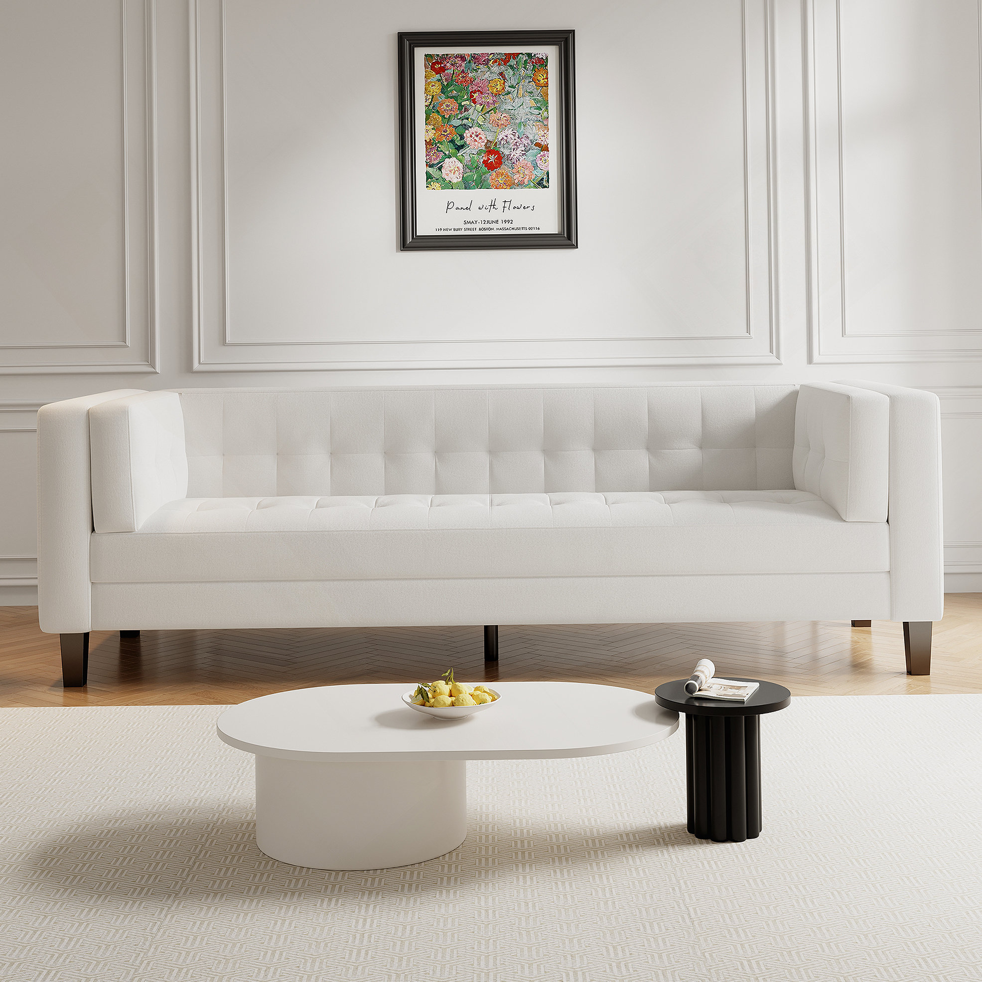Mercer41 3-Seater Sofa, Upholstered Tufted Coach, Velvet Sofa | Wayfair