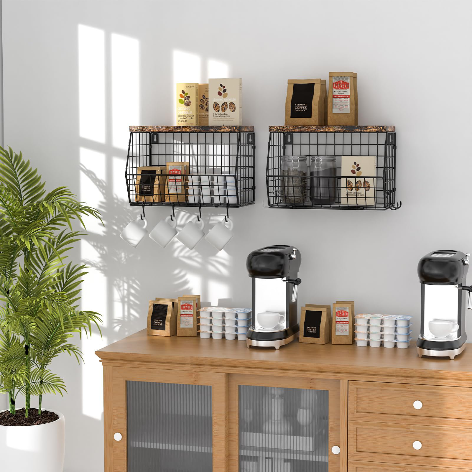 17 Stories 2 Pack Wall Hanging Fruit Baskets, Kitchen Counter Stackable ...