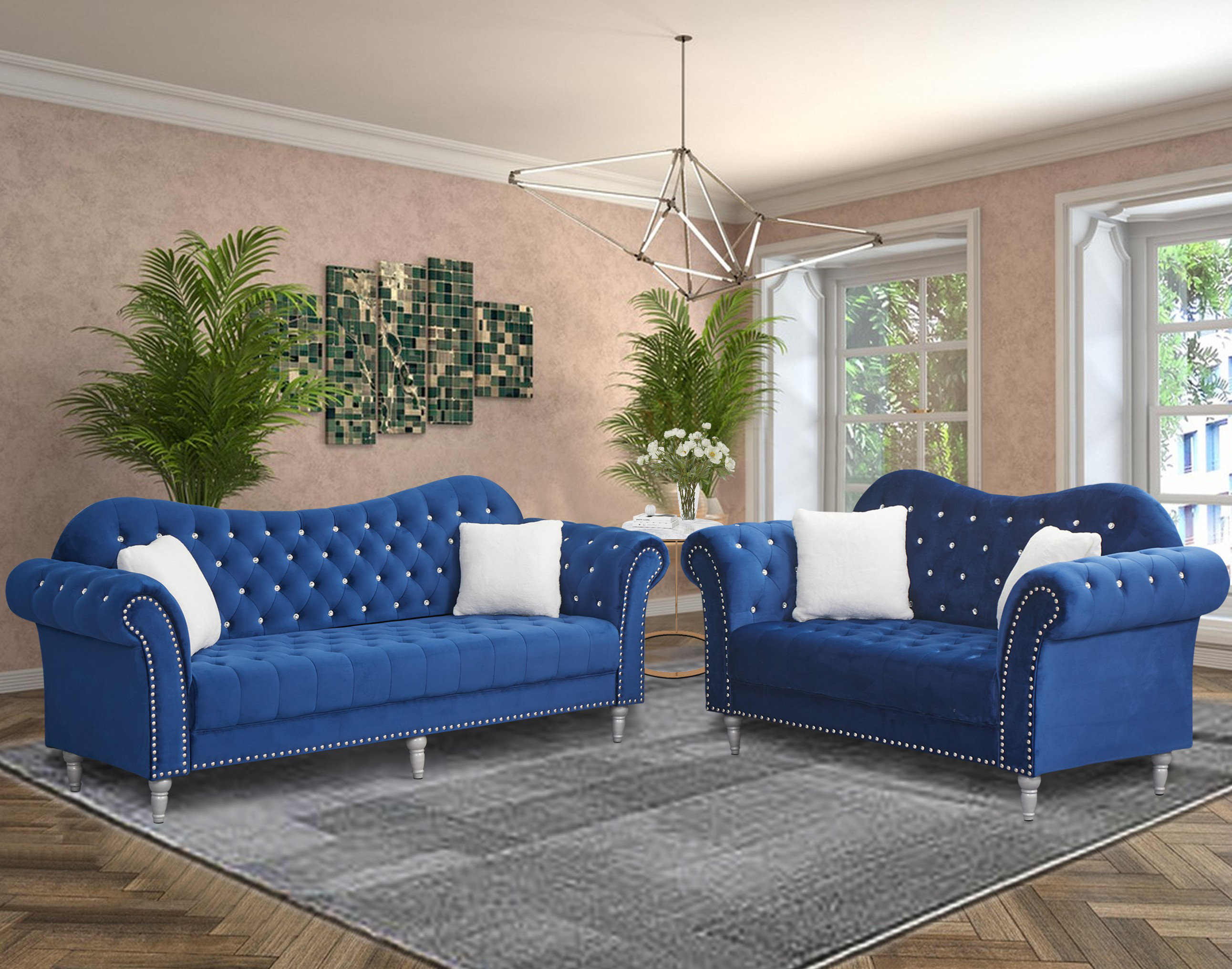 U Home Furniture 2 - Piece Velvet Living Room Set & Reviews | Wayfair
