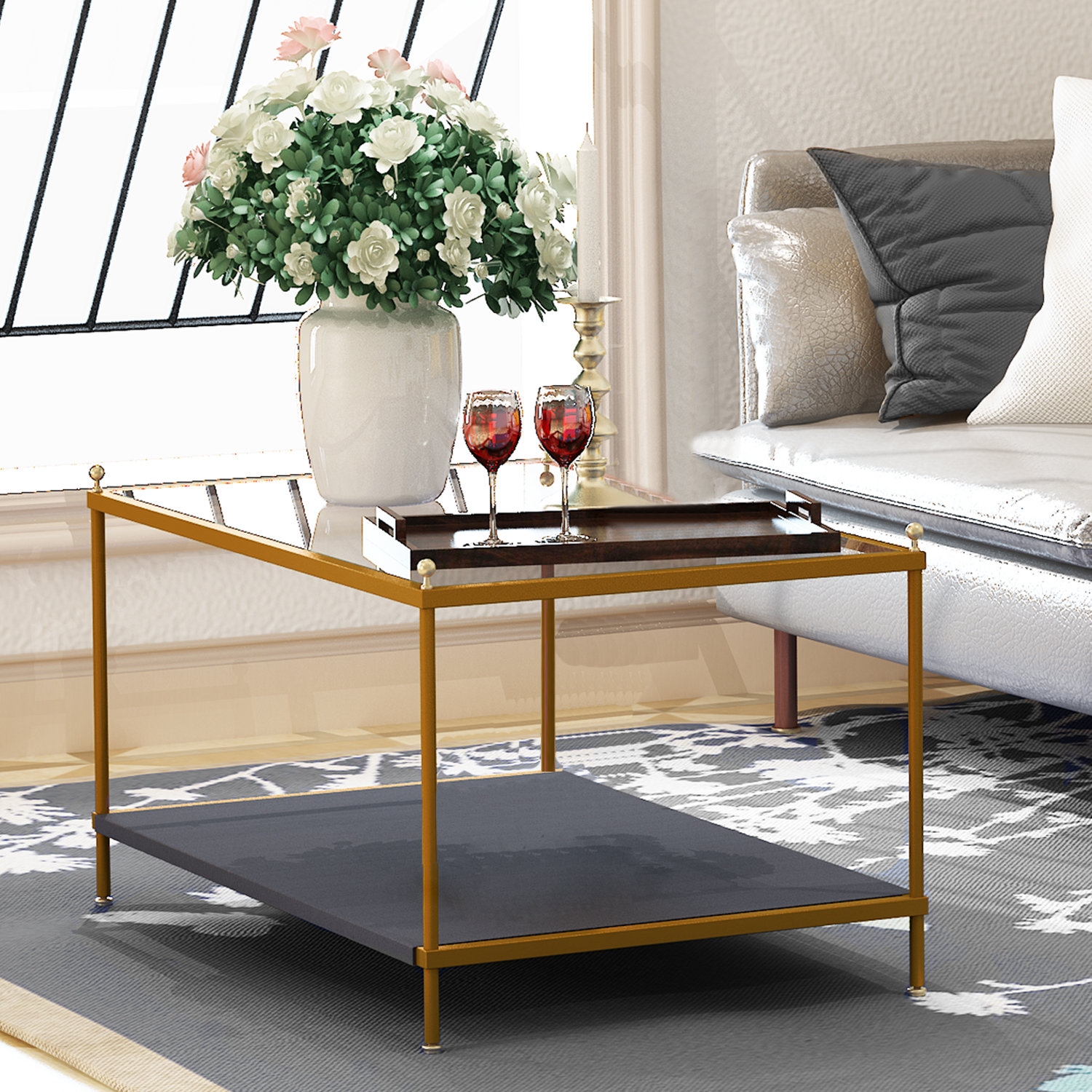 Everly Quinn 4 Legs Coffee Table with Storage | Wayfair