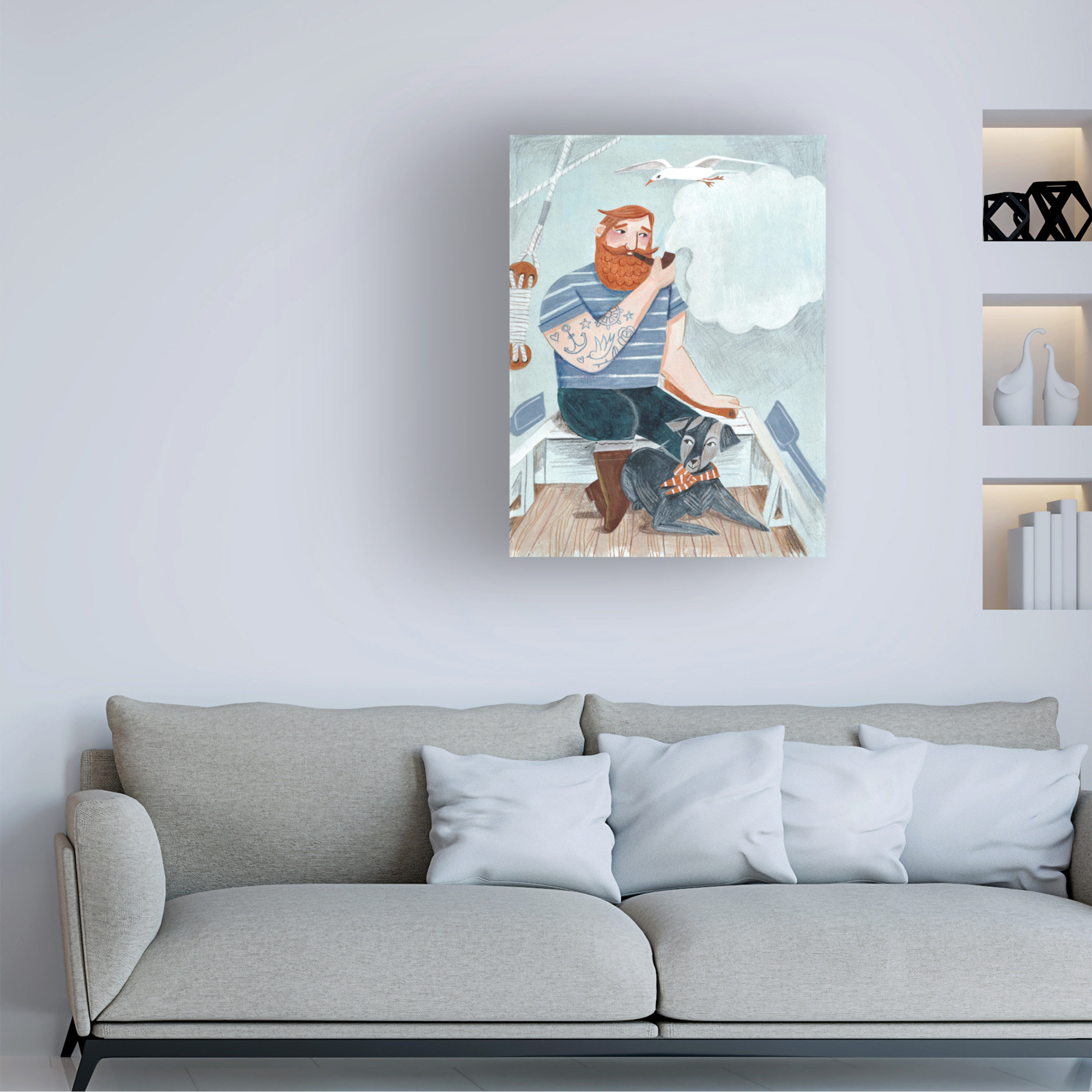 Trademark Fine Art Caroline Bonne Muller Skipper And Dog Canvas Art ...