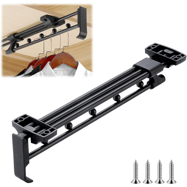 Rebrilliant Pull Out Wardrobe Rod, Sliding Wardrobe Closet Hanger Rod ...