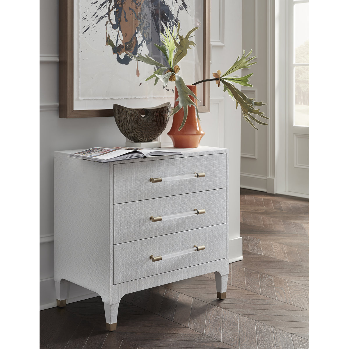 Worlds Away Amber 3 - Drawer Nightstand | Perigold